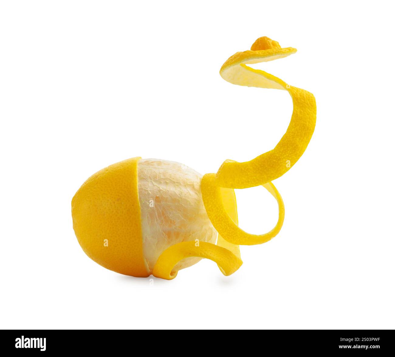 Fresh lemon peel and fruit isolated on white Stock Photo - Alamy