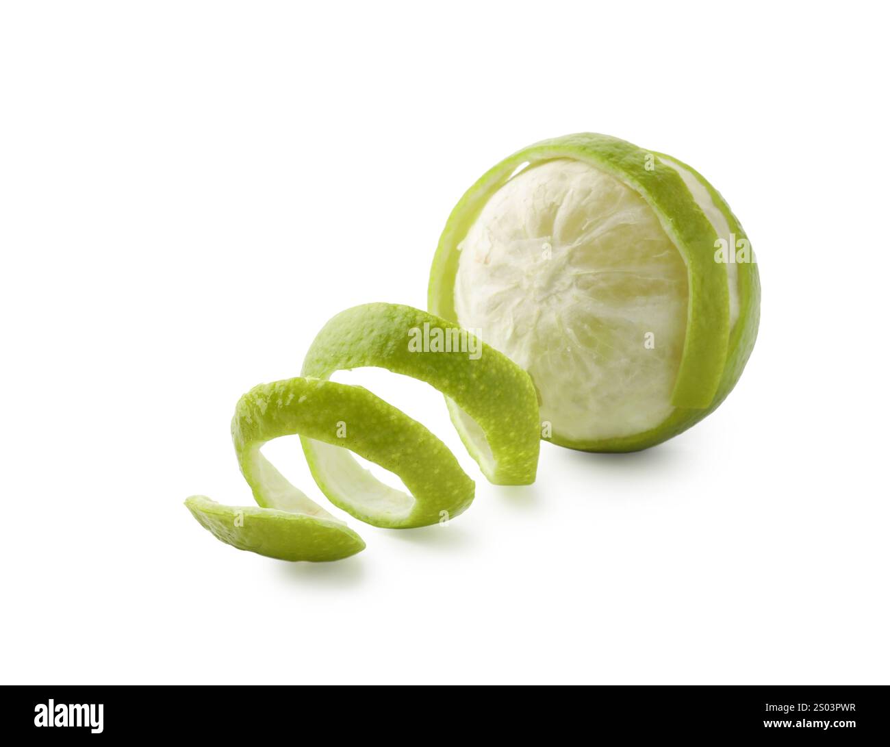 Fresh lime peel and fruit isolated on white Stock Photo - Alamy
