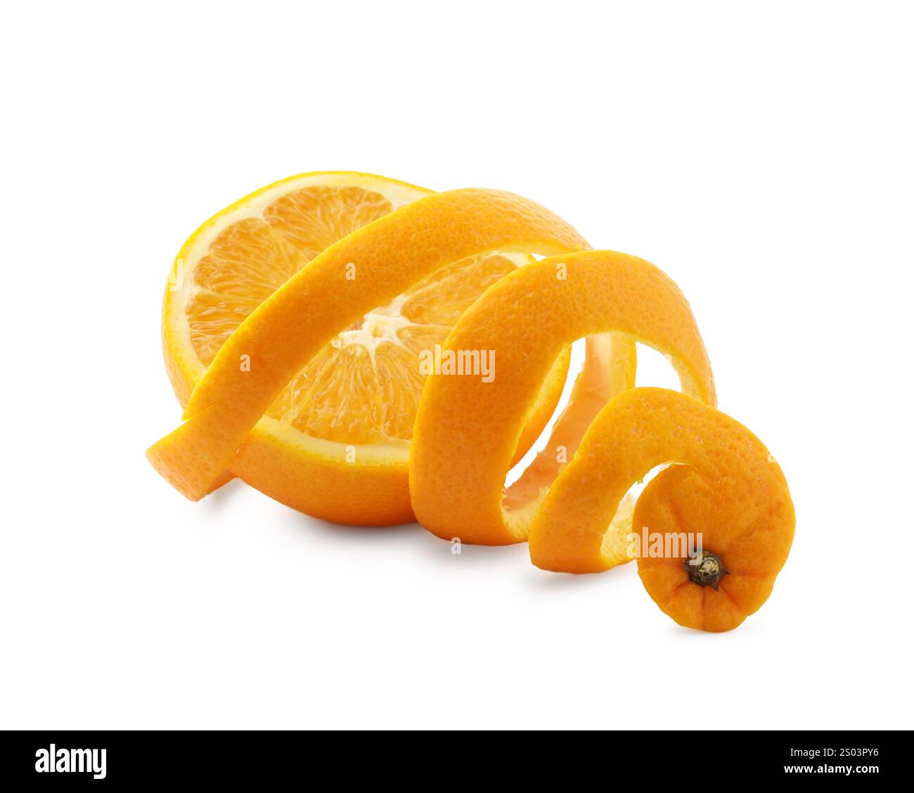 Fresh orange peel and half of fruit isolated on white Stock Photo - Alamy