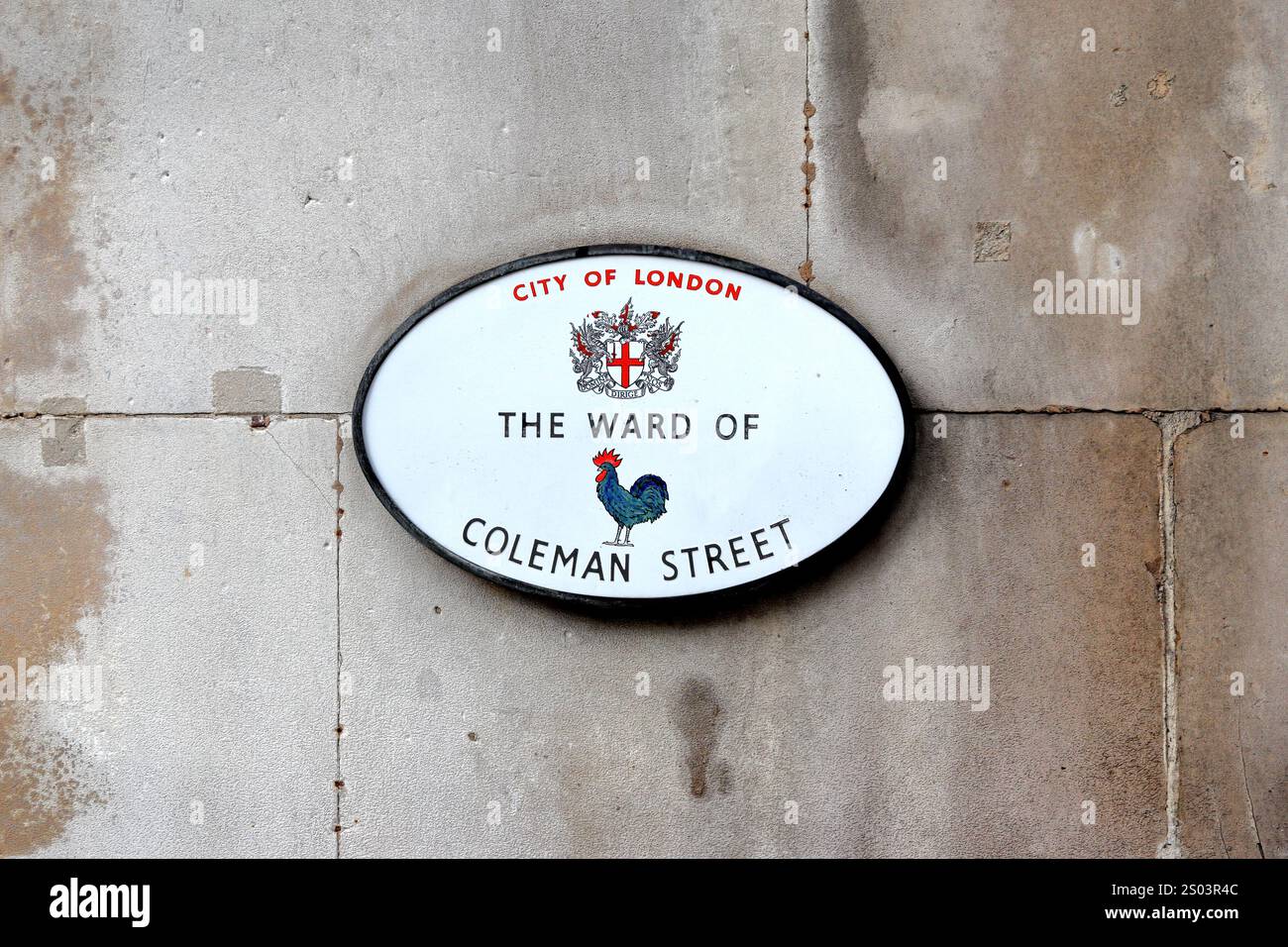 Sign of the Ward of Coleman Street, one of the 25 ancient wards of the ...