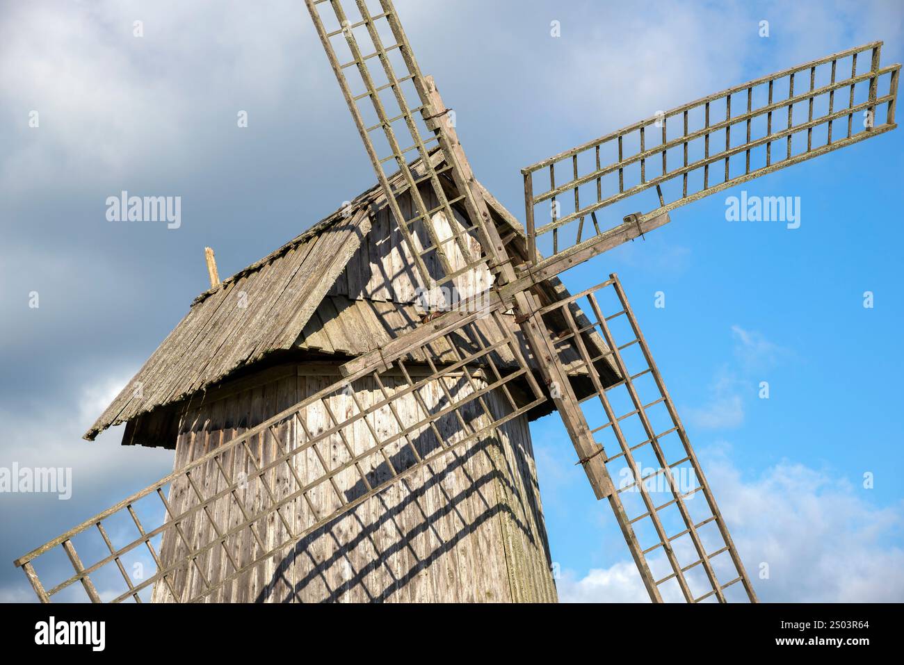 Blades of an ancient windmill. Mikhailovskoye Estate, Pushkin Mountains ...