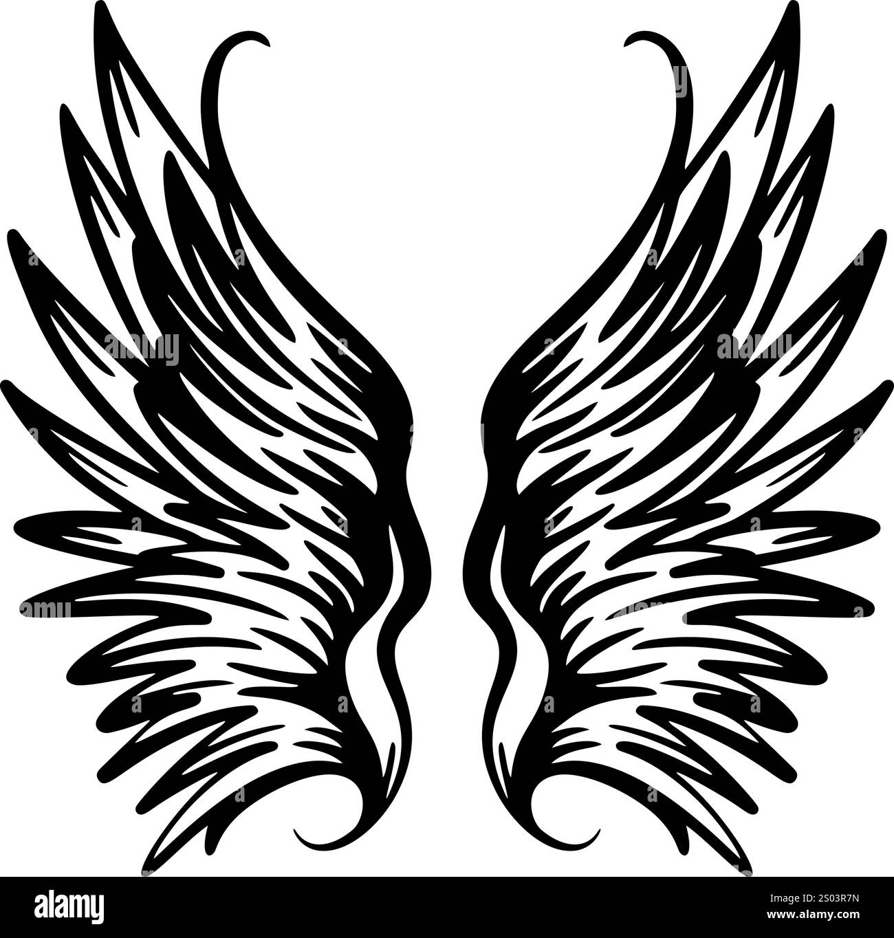 Stylish black angel wings in vector format, artistic silhouette ideal ...