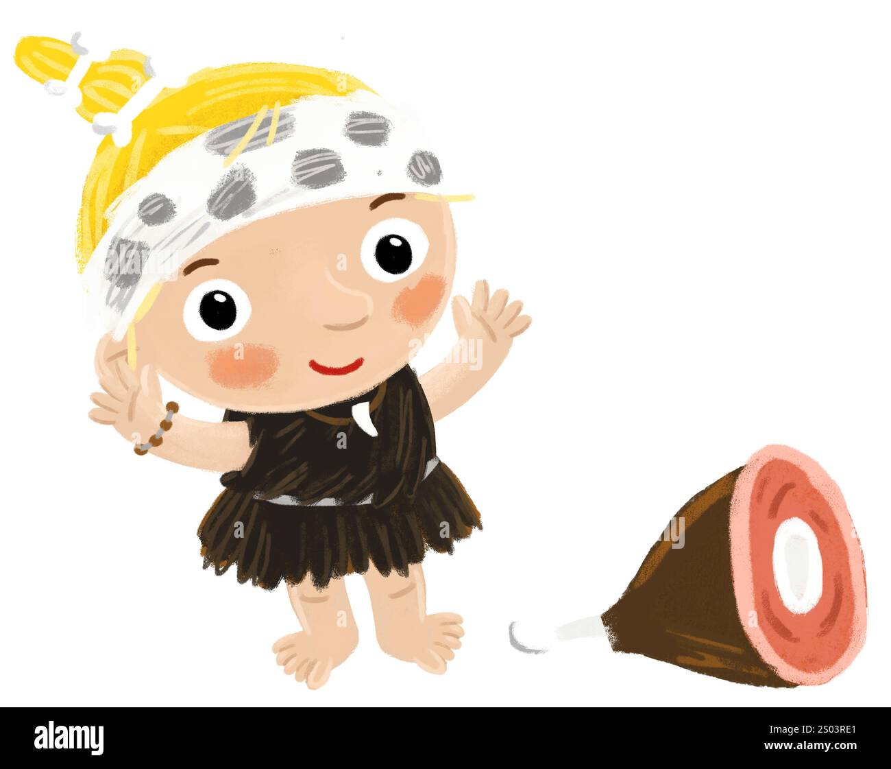 cartoon scene with caveman girl stonage woman isolated with ...