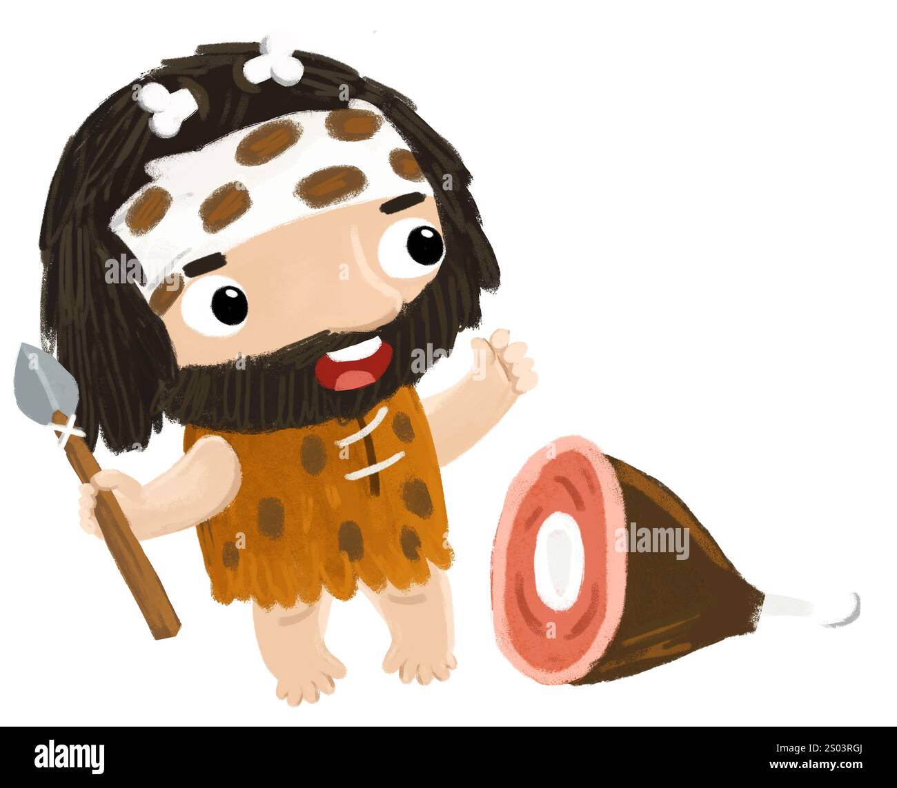 cartoon scene with caveman stonage man isolated with illustration for ...
