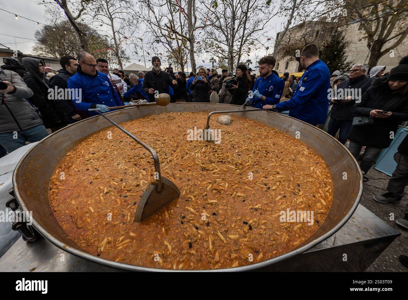 Split, Croatia. 24th Dec, 2024. Chefs prepares a cod fish stew, the ...