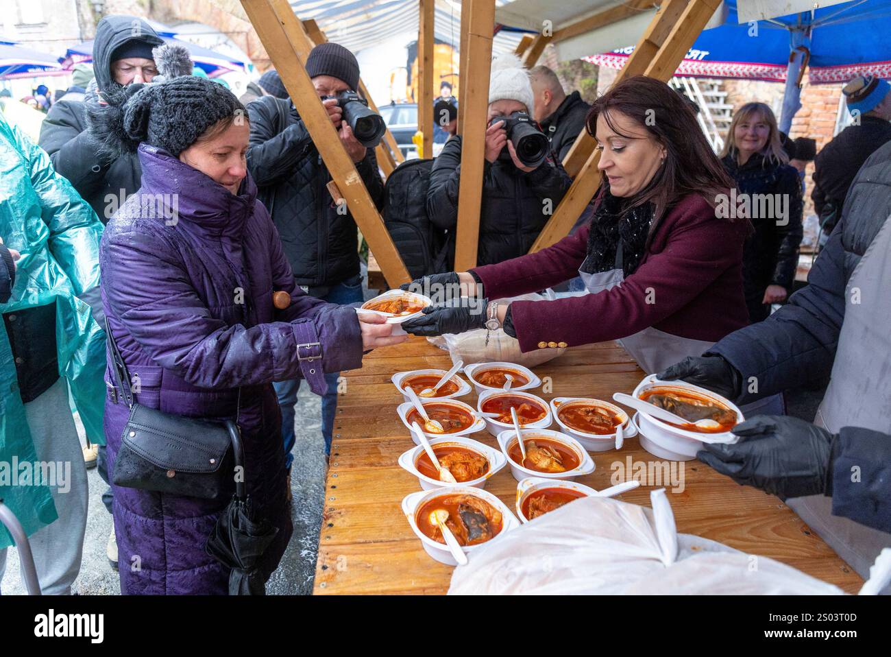 Member of Croatian Parliament Natasa Tramisak servers a free paprika ...
