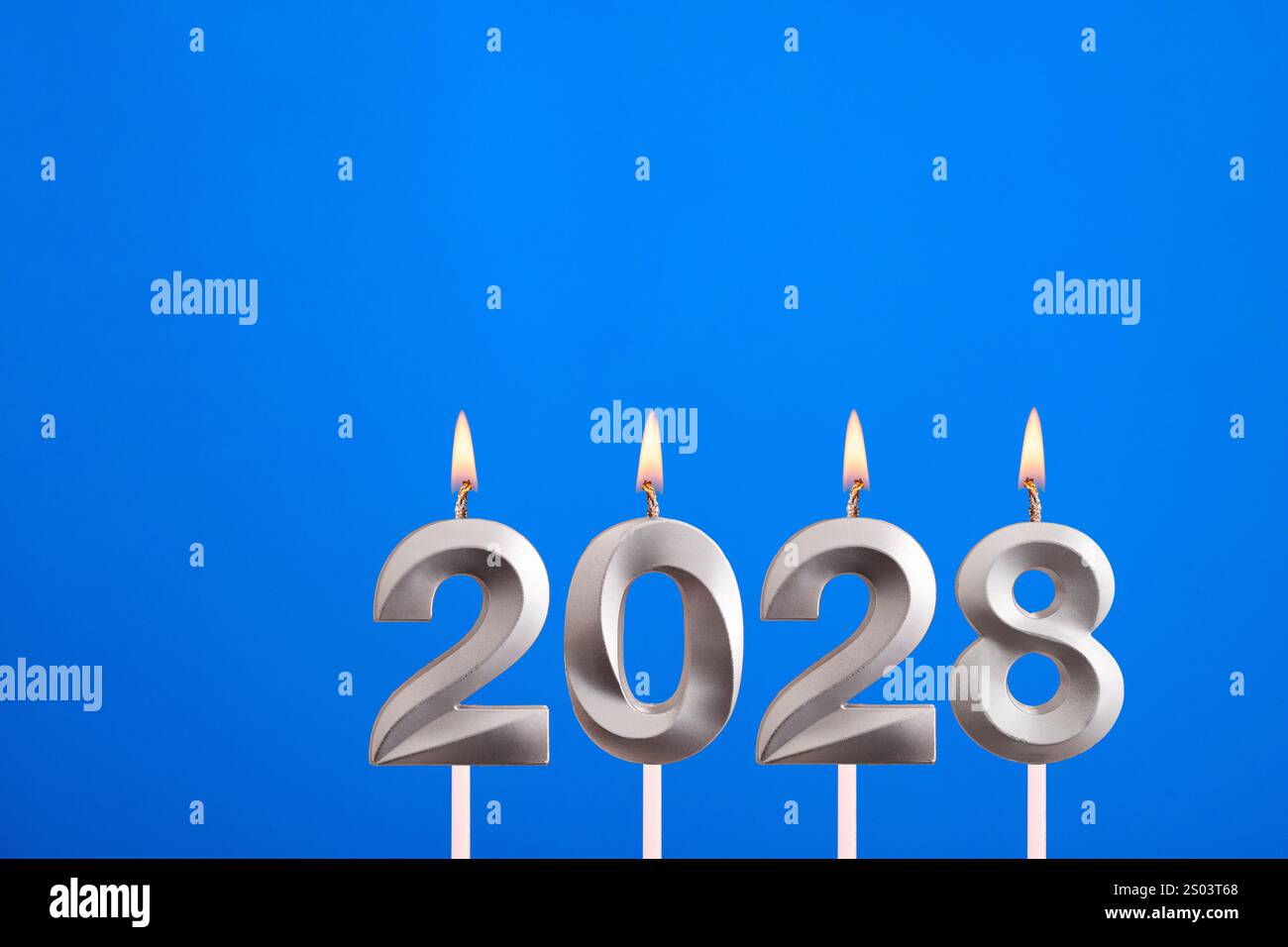 Achievements for the new year 2028 - Candles in the form of numbers ...