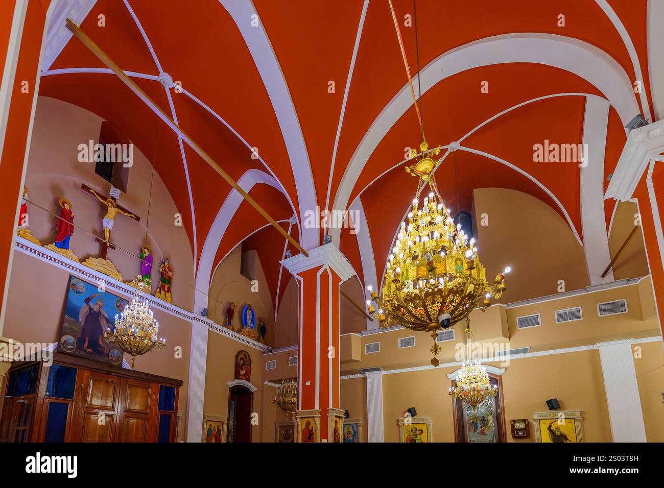 Shefa-Amr, Israel - December 19, 2024: View of the interior of St ...