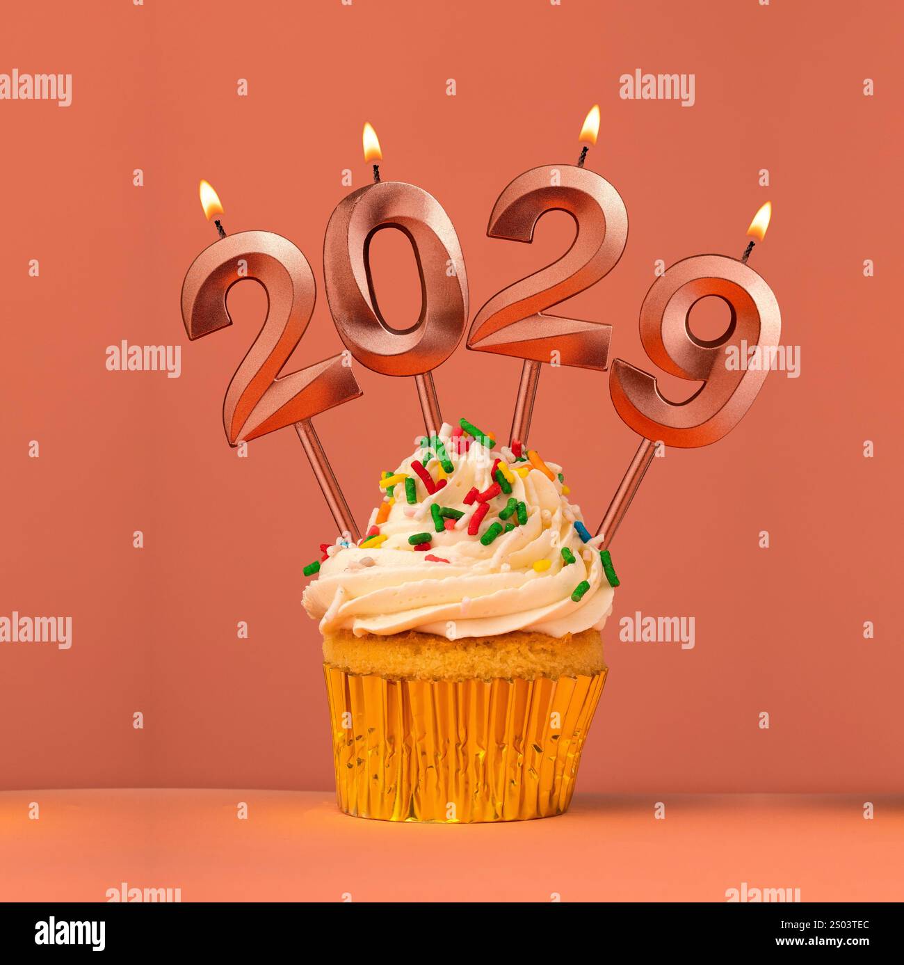 Happy New Year 2029 - Candles in the form of burning numbers Stock ...