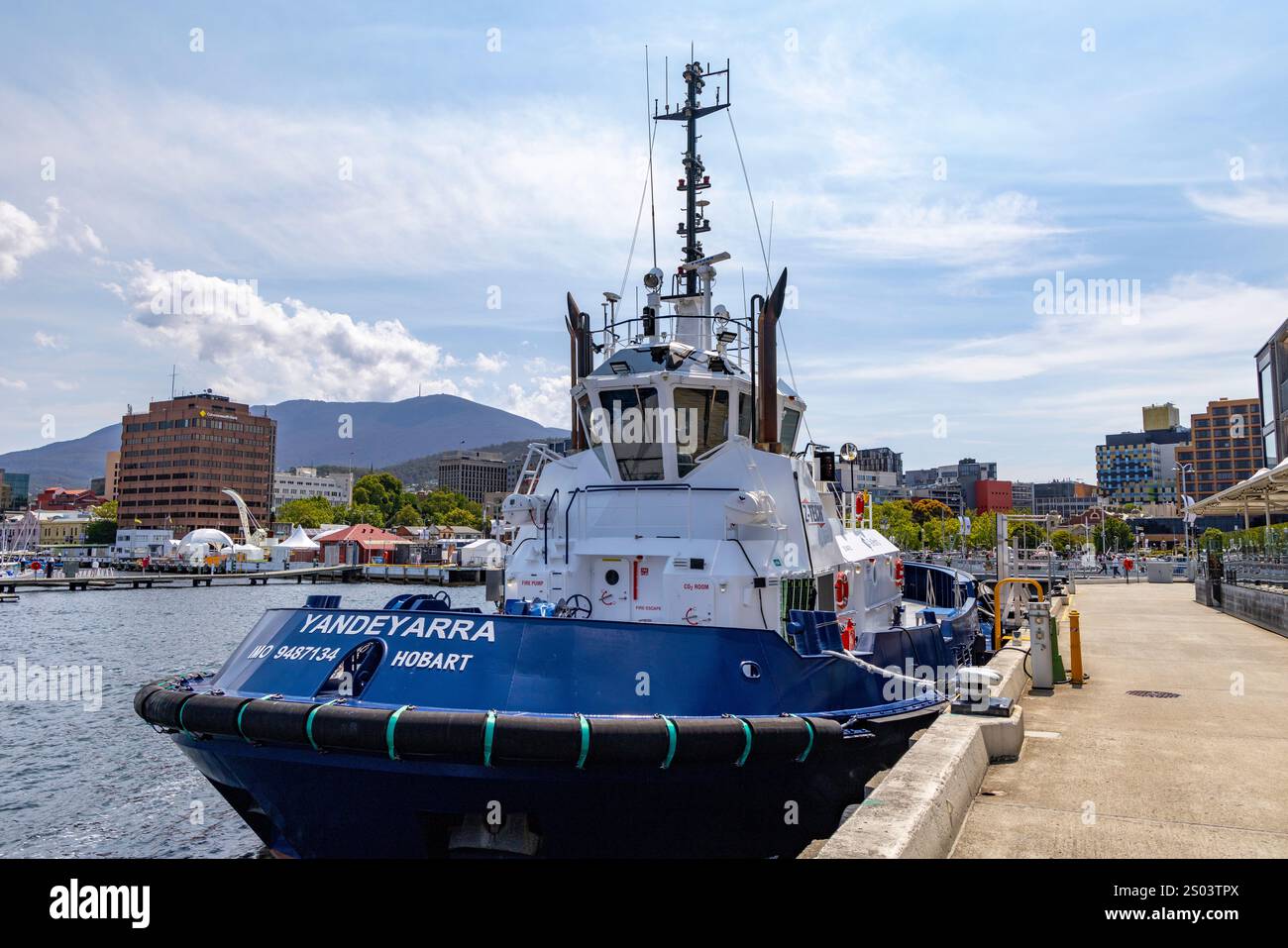 Hobart Tasmania, Yandeyarra tug boat moored in Hobart port, built in ...