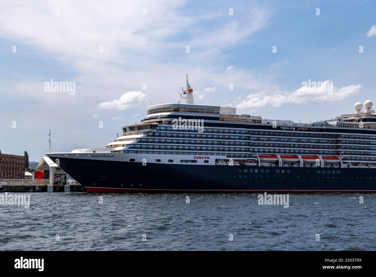 Cunard Queen Elizabeth Cruise Ship alongside in Hobart Tasmania at ...