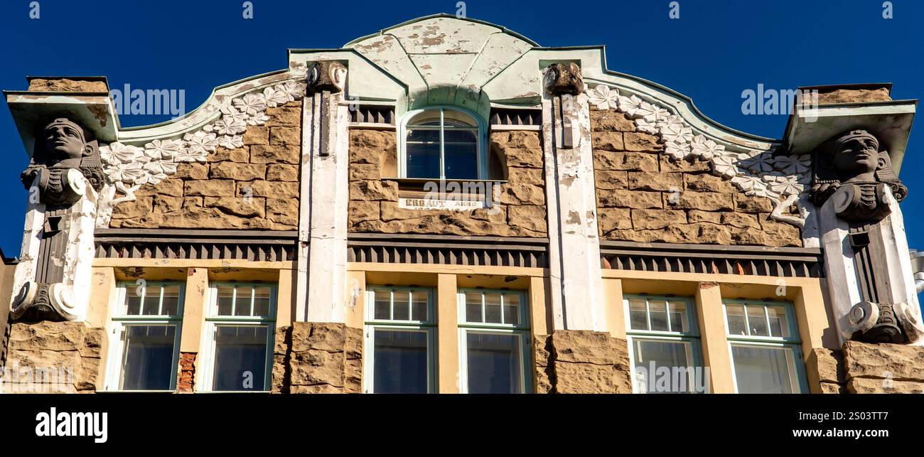 A close-up view of an ornate building facade featuring decorative ...