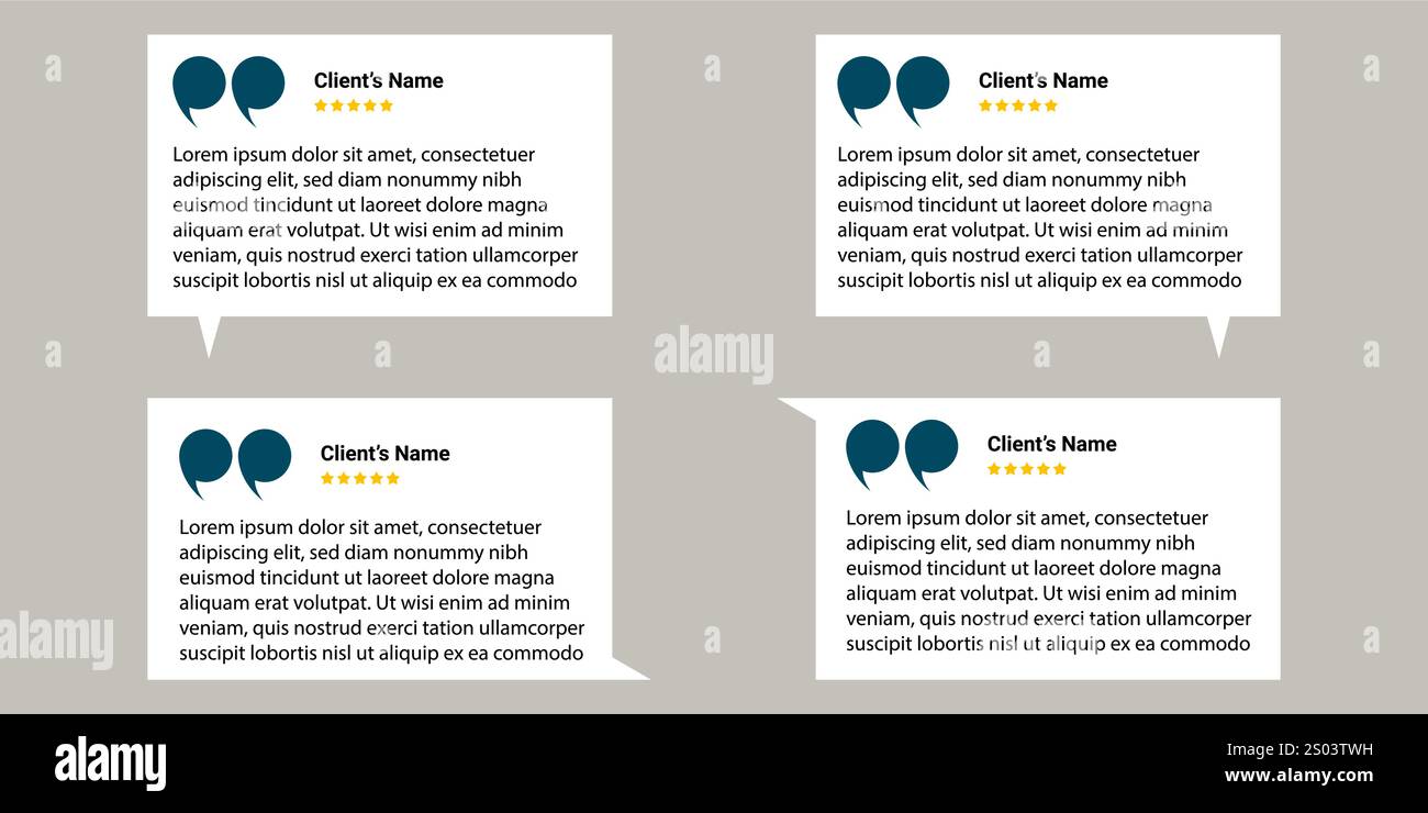 Feedback review vector template, white square with social media icons ...