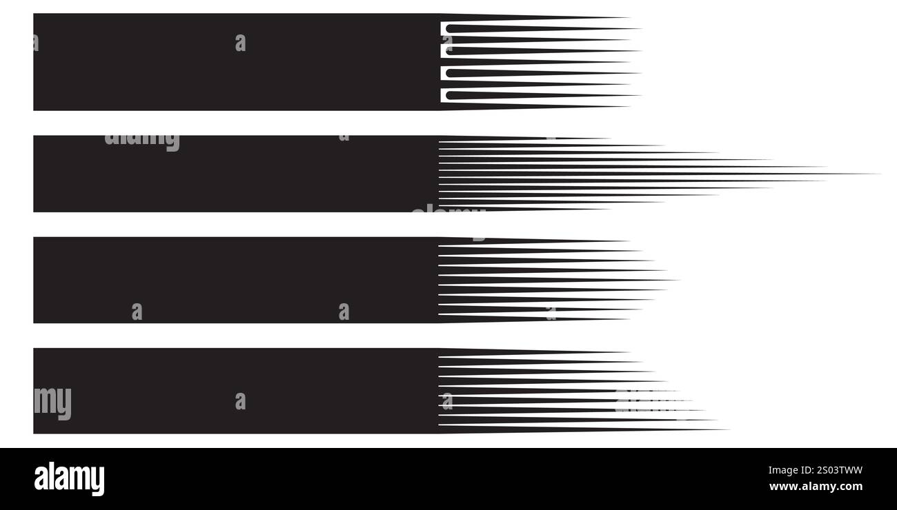Vector collection of comic speed lines with rounded corners in black ...