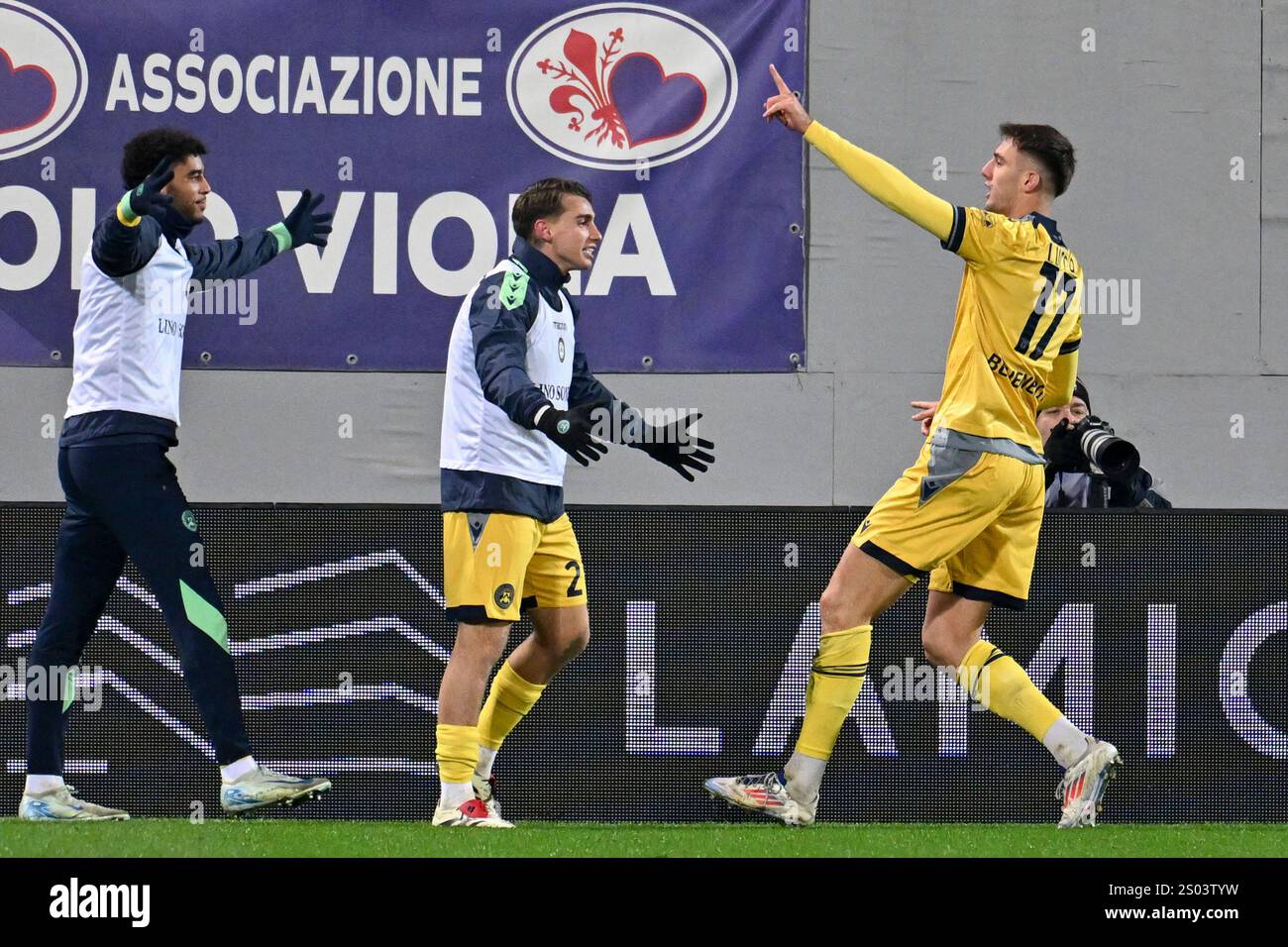 Florence, Italy. 23rd Dec, 2024. Udinese Calcio's forward Lorenzo Lucca ...