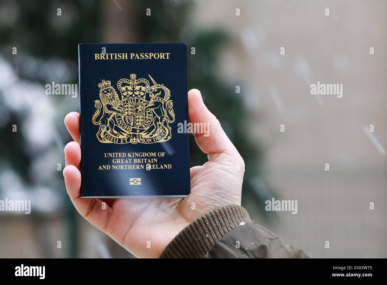 Gaziantep, Turkiye. 16 December 2024. A British passport in the snowy ...