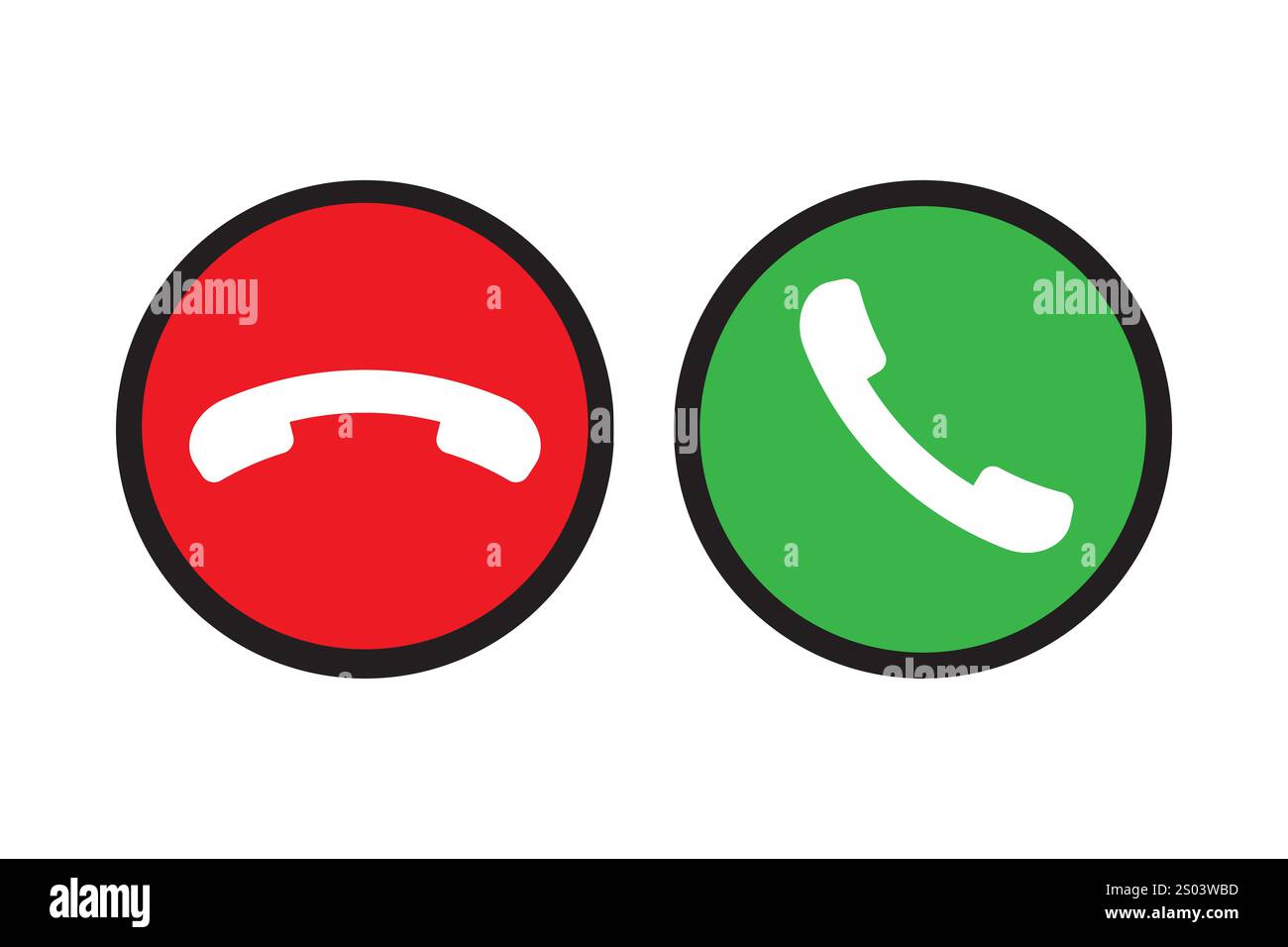 Call function icons. Red green circles. Phone receiver symbols. Vector ...