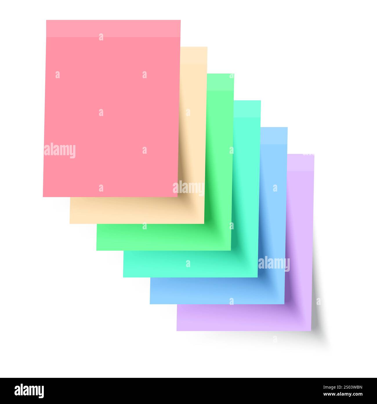 Colorful sticky notes. Pastel shades overlap. Geometric layered squares ...