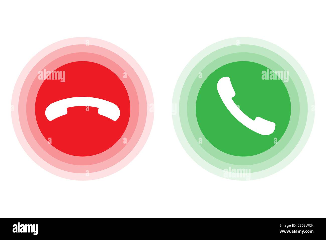 Call action buttons. Green red icons. Phone symbols shown. Vector ...