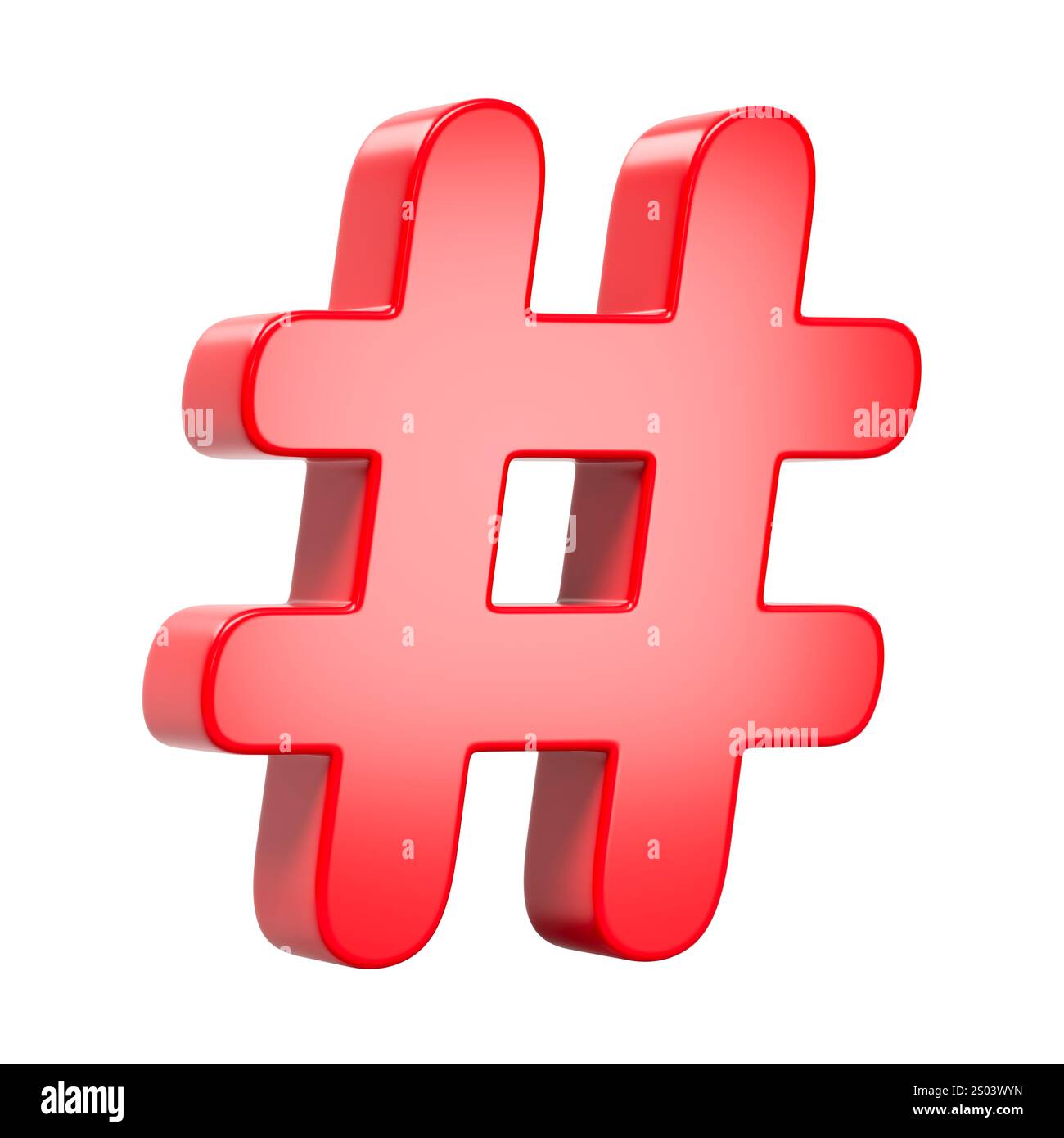 Red Hash Symbol 3D Shape Isolated on White Background Stock Photo - Alamy
