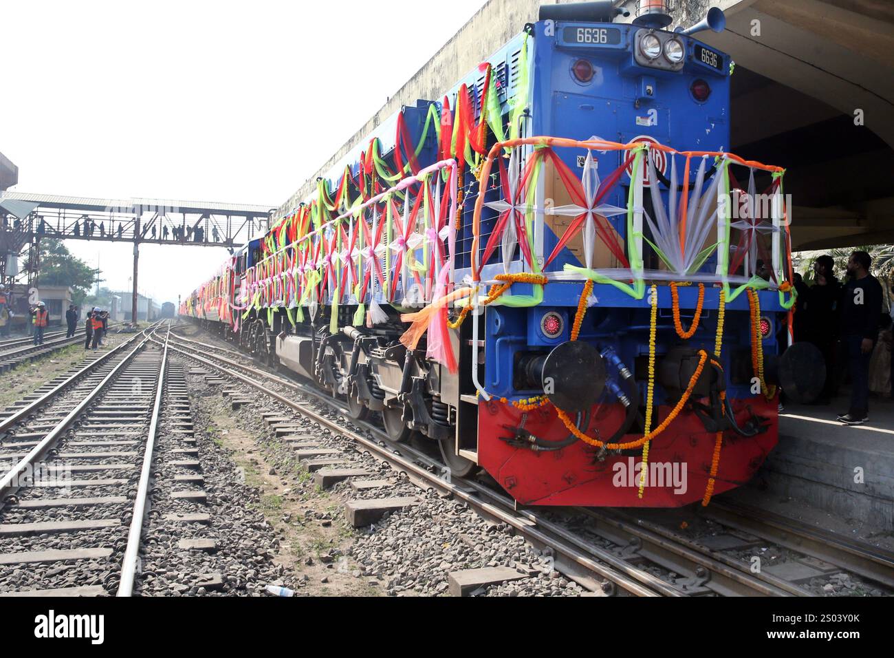 Dhaka, Bangladesh. 24th Dec 2024. The first train of the Padma Bridge ...