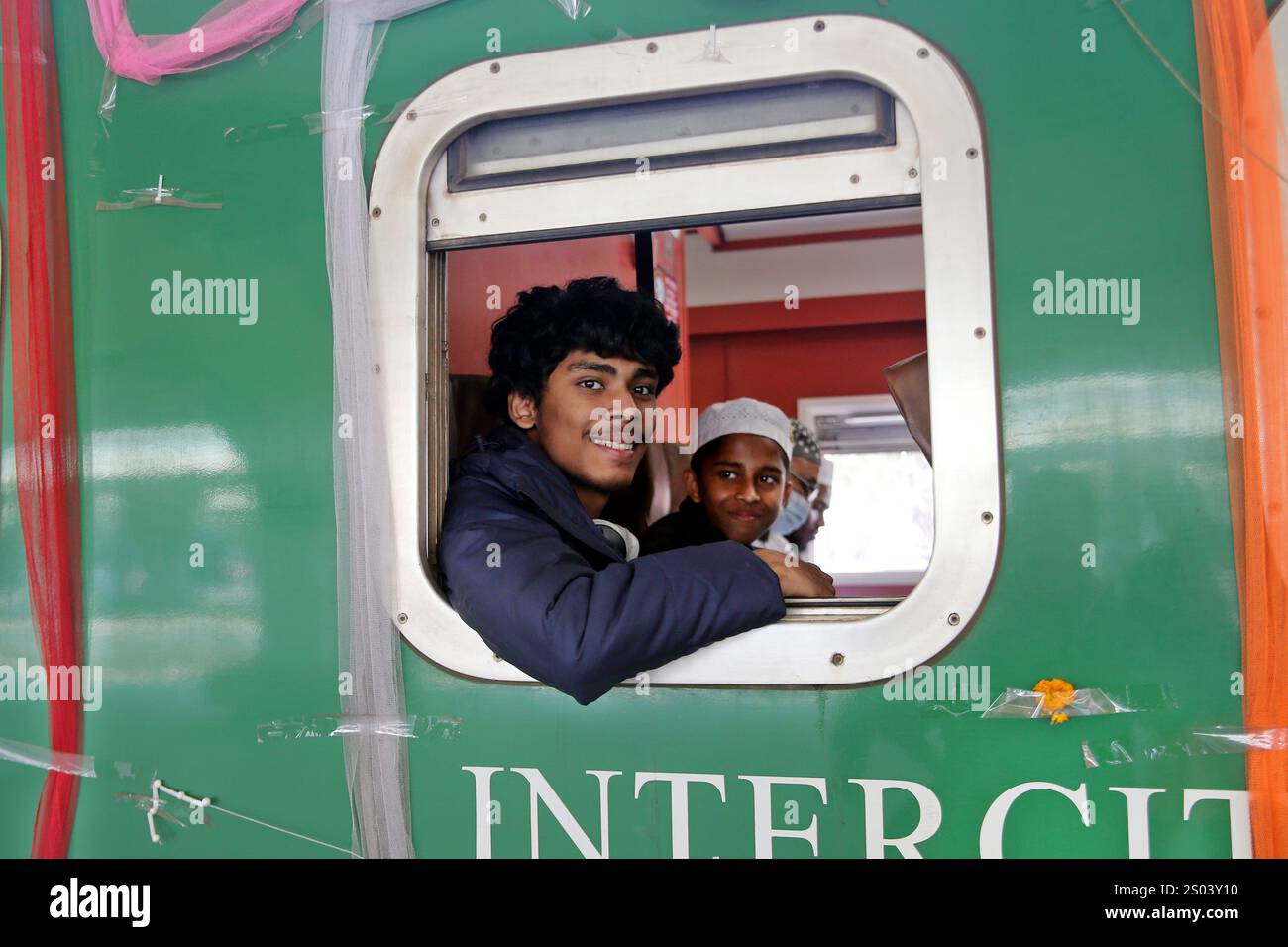 Dhaka, Bangladesh. 24th Dec 2024. People are pictured inside a train of the Padma Bridge Rail ...