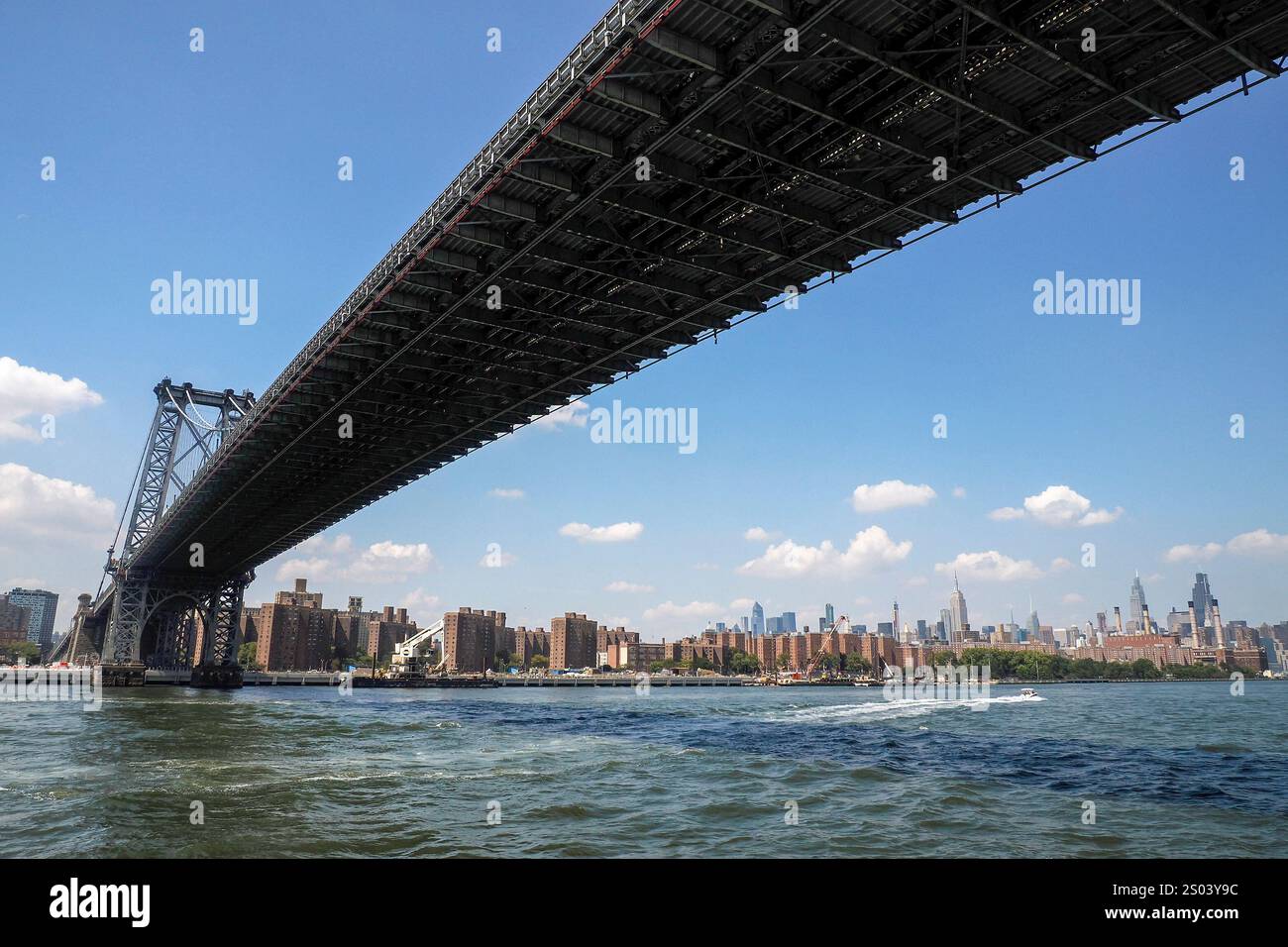 Williamsburg bridge new york manhattan view from East river boat cruise ...