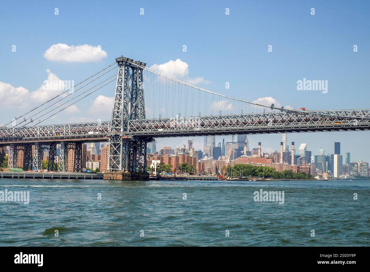Williamsburg bridge new york manhattan view from East river boat cruise ...