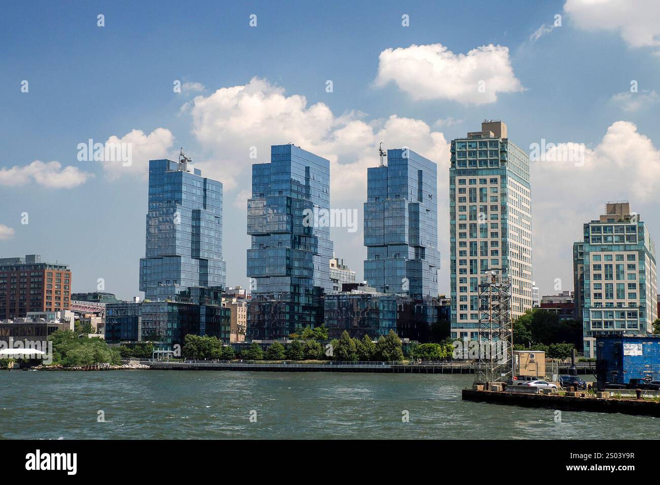 new york Queens view from East river boat cruise Stock Photo - Alamy