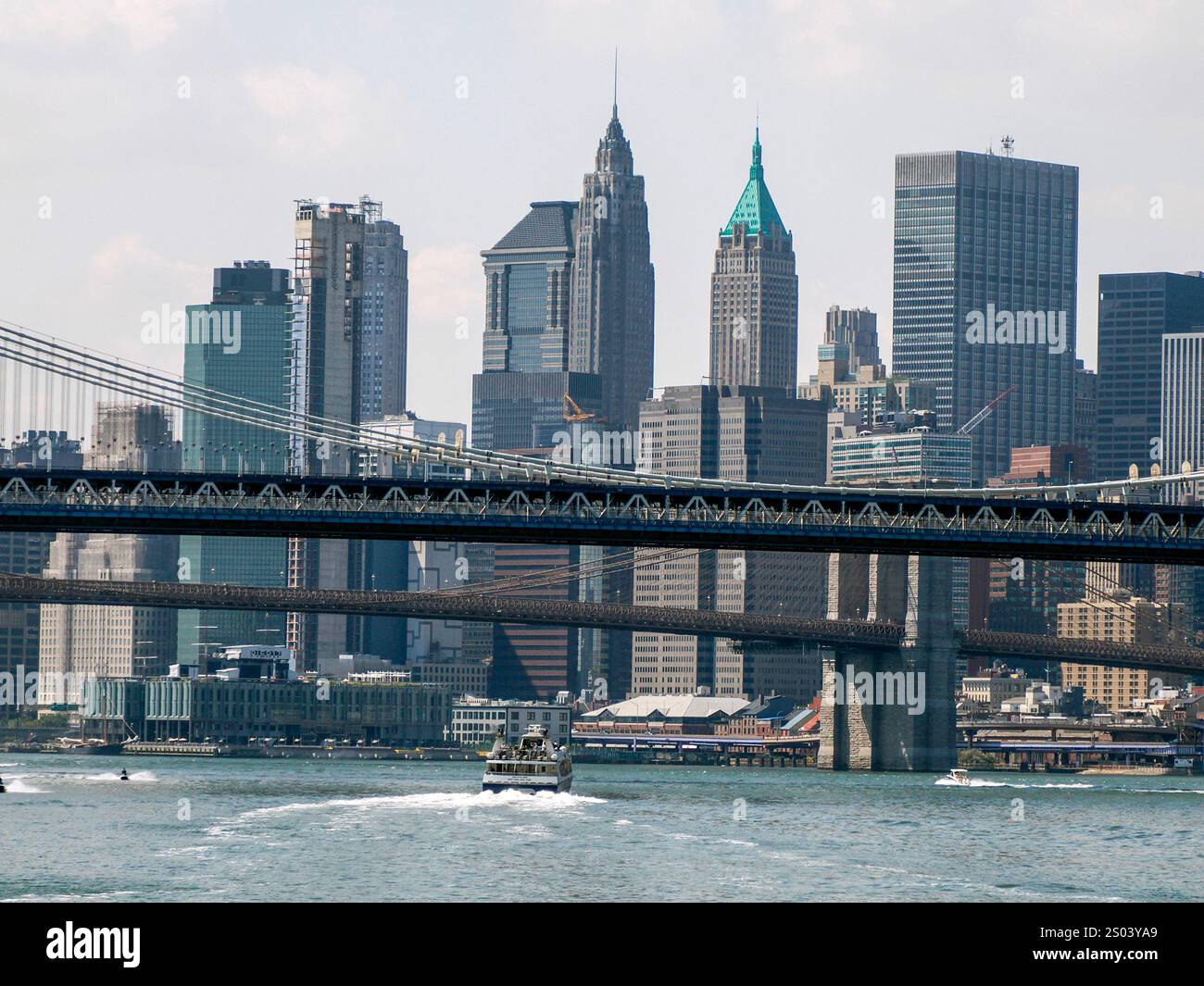 Manhattan and Brooklyn bridge new york manhattan view from East river ...