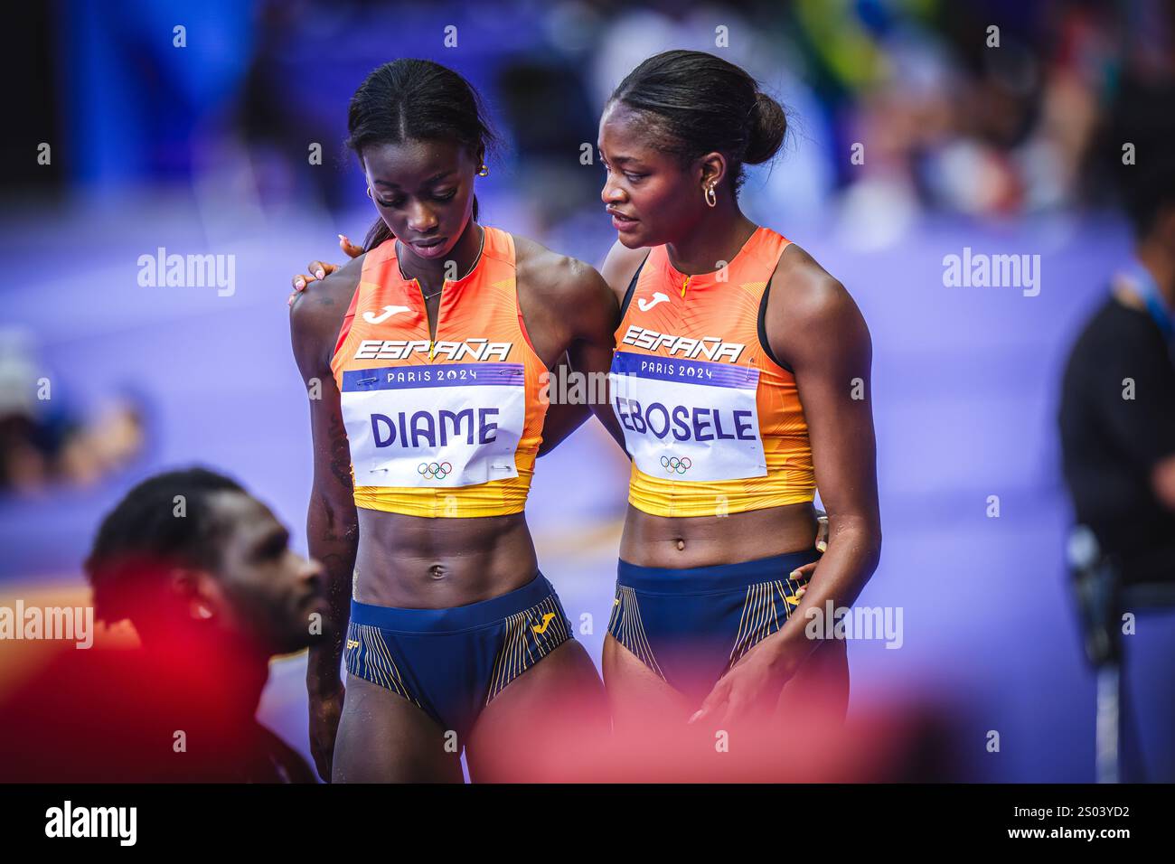 Fatima Diame and Tessy Ebosele participating in the long jump at the ...