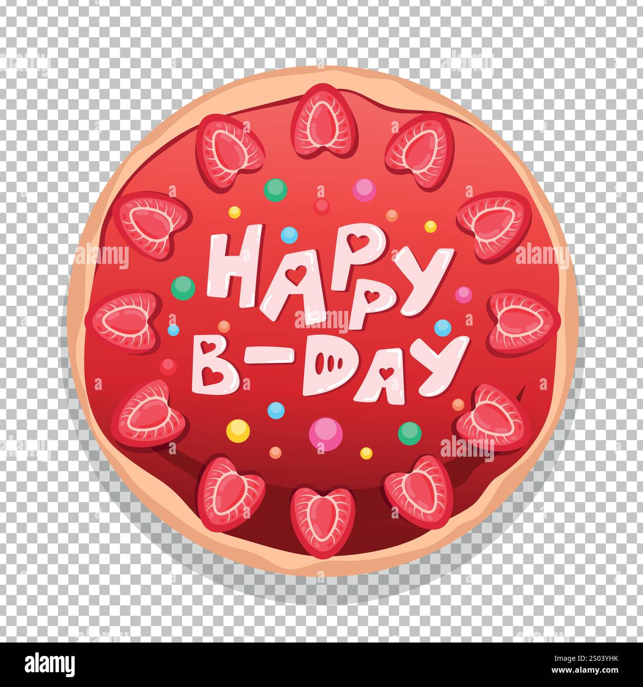 Happy Birthday cake with strawberry jam glaze decorated with letters ...