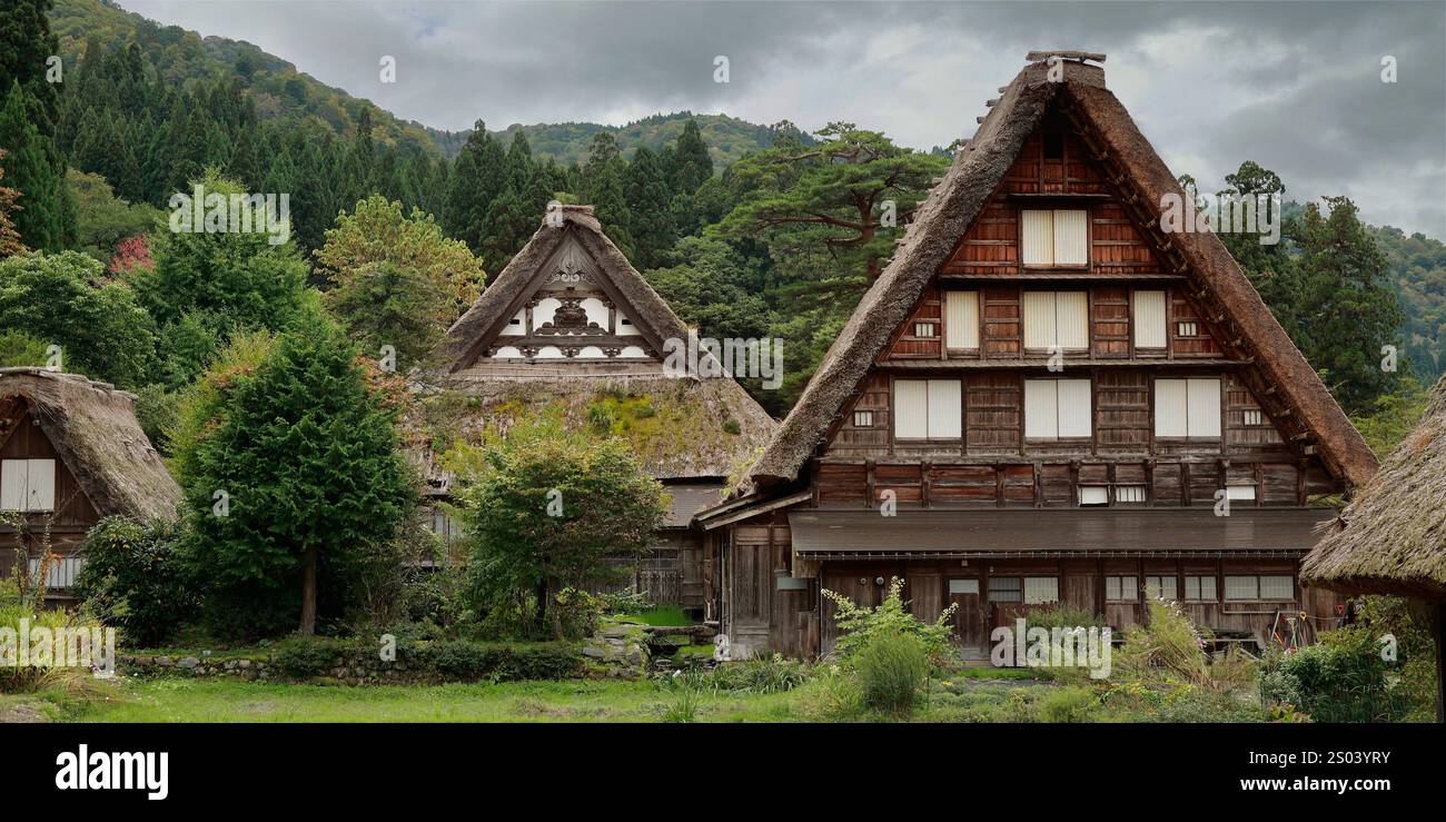 Minka, traditional old wooden japanese houses in Gifu province Stock ...