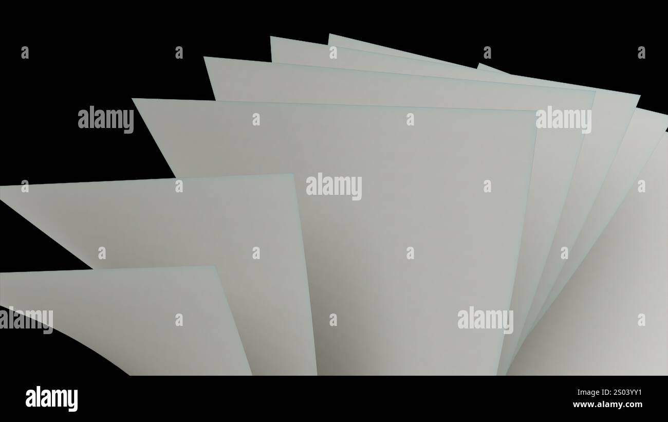 Rotating sheets of paper. Computer generated Stock Photo - Alamy