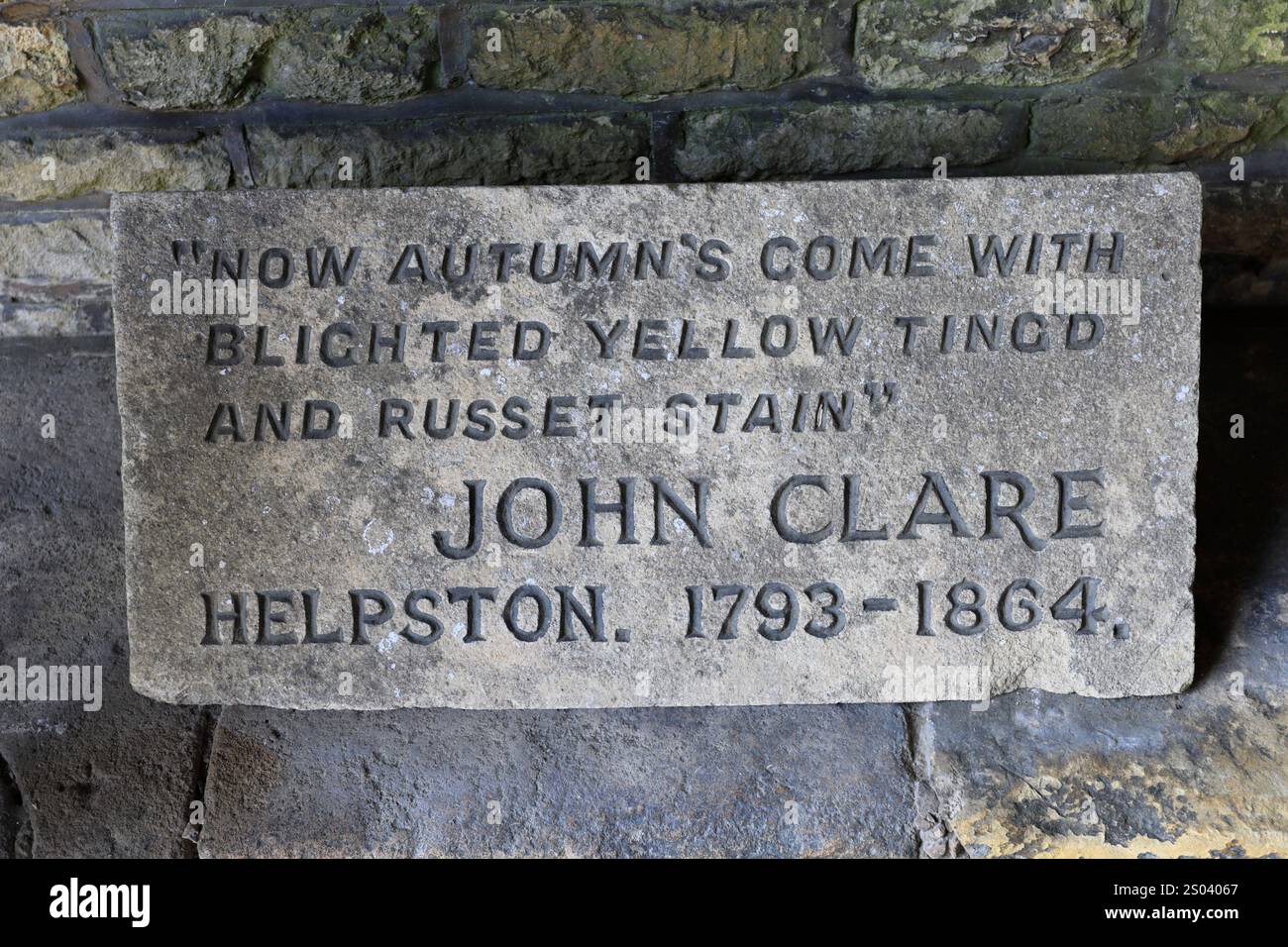 Plaque to John Clare, St Botolphs church, Helpston village ...