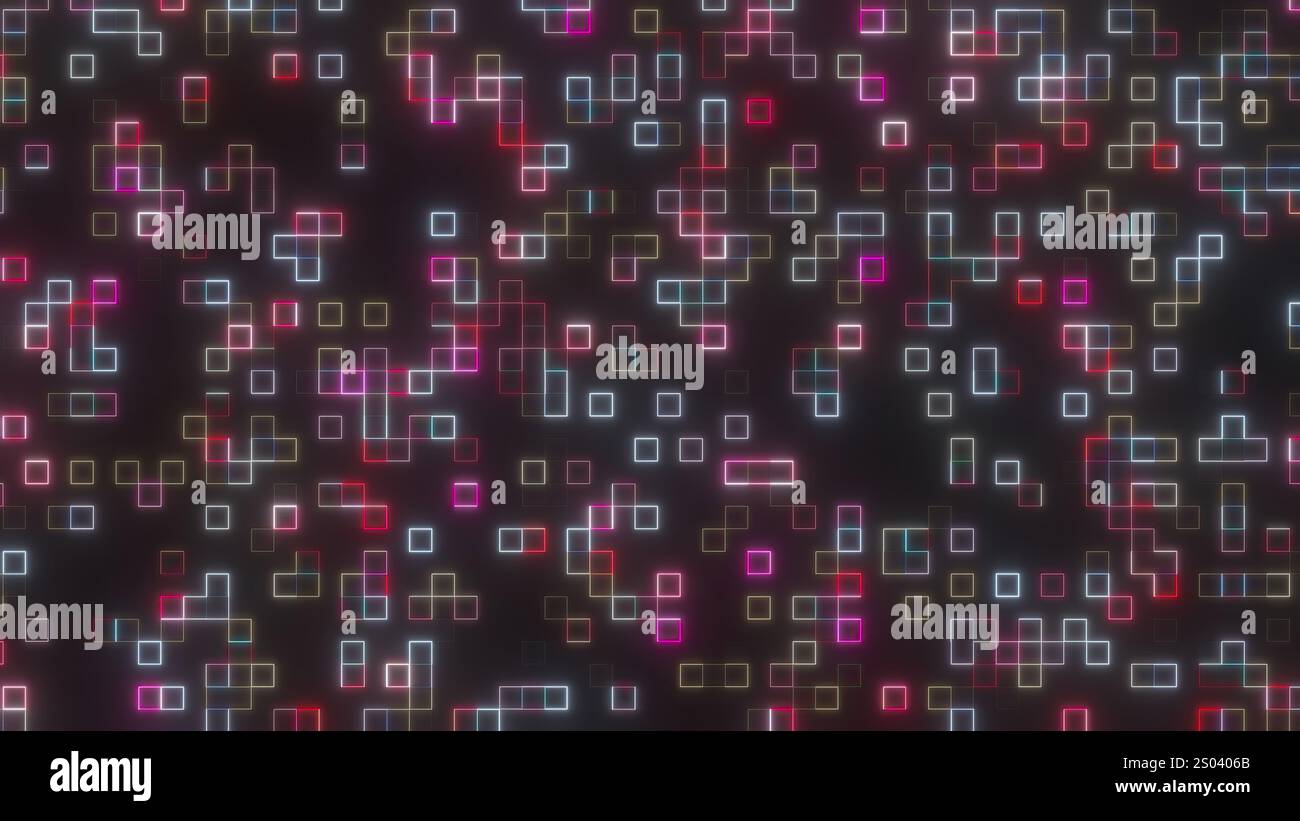 Digital neon blocks lines. Computer generated Stock Photo - Alamy