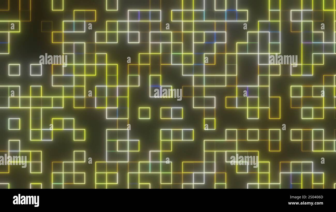 Digital neon blocks lines. Computer generated Stock Photo - Alamy