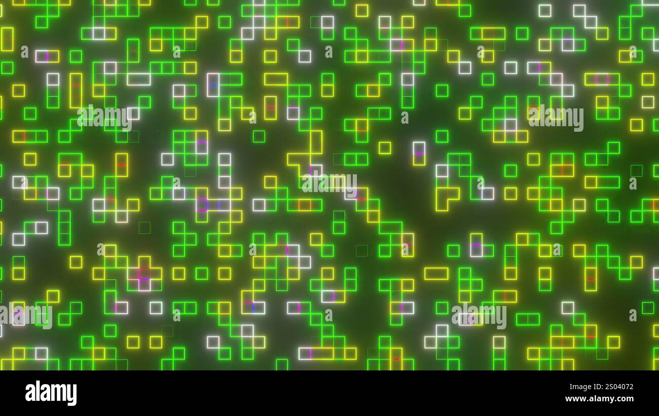 Digital neon blocks lines. Computer generated Stock Photo - Alamy