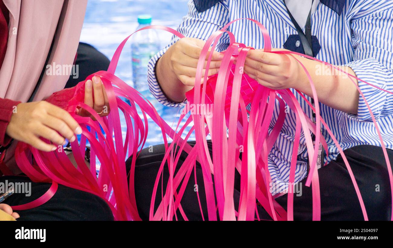 Create bags from woven plastic. Activities to reduce plastic waste ...