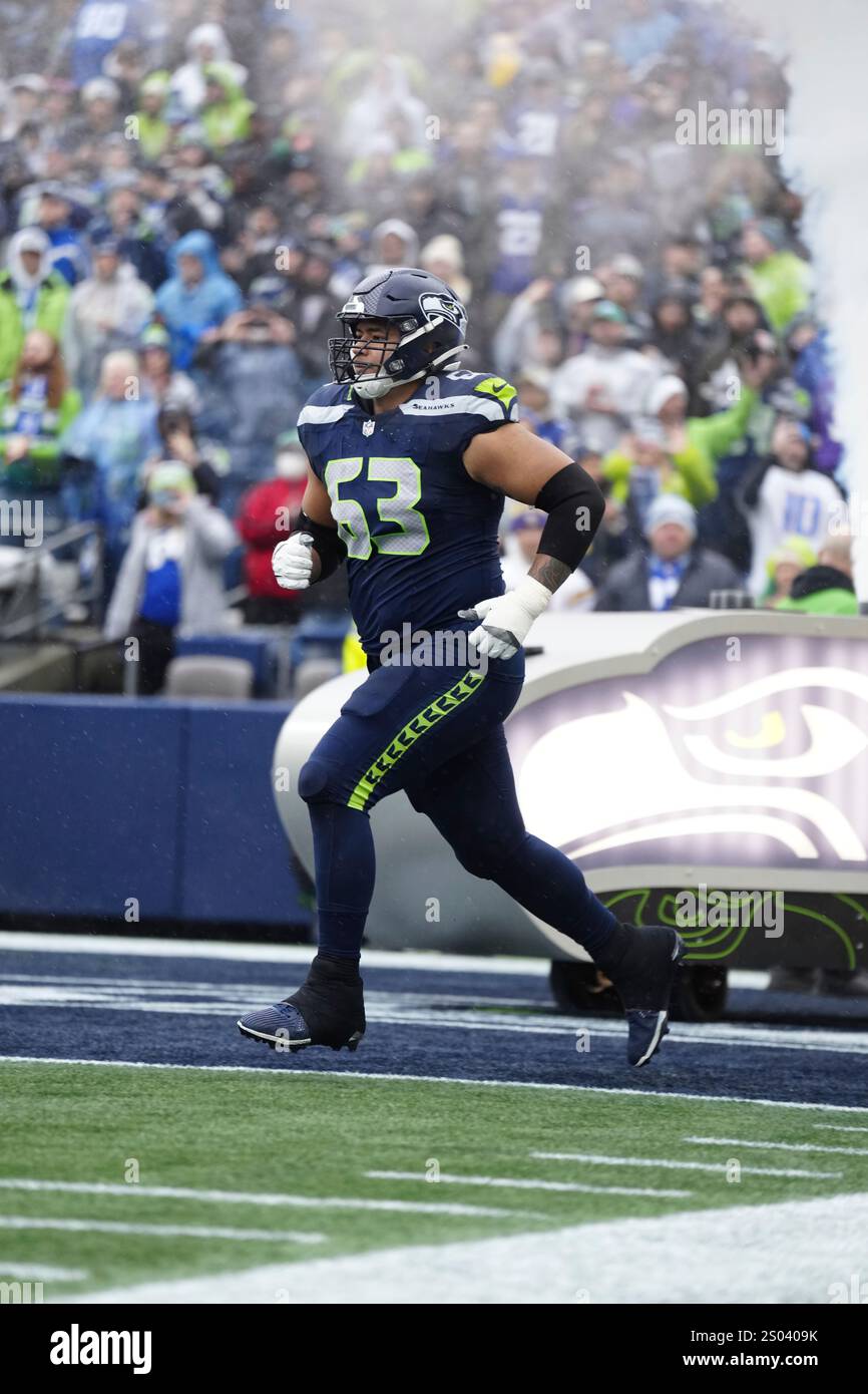 Seattle Seahawks offensive tackle Sataoa Laumea (63) runs onto the ...