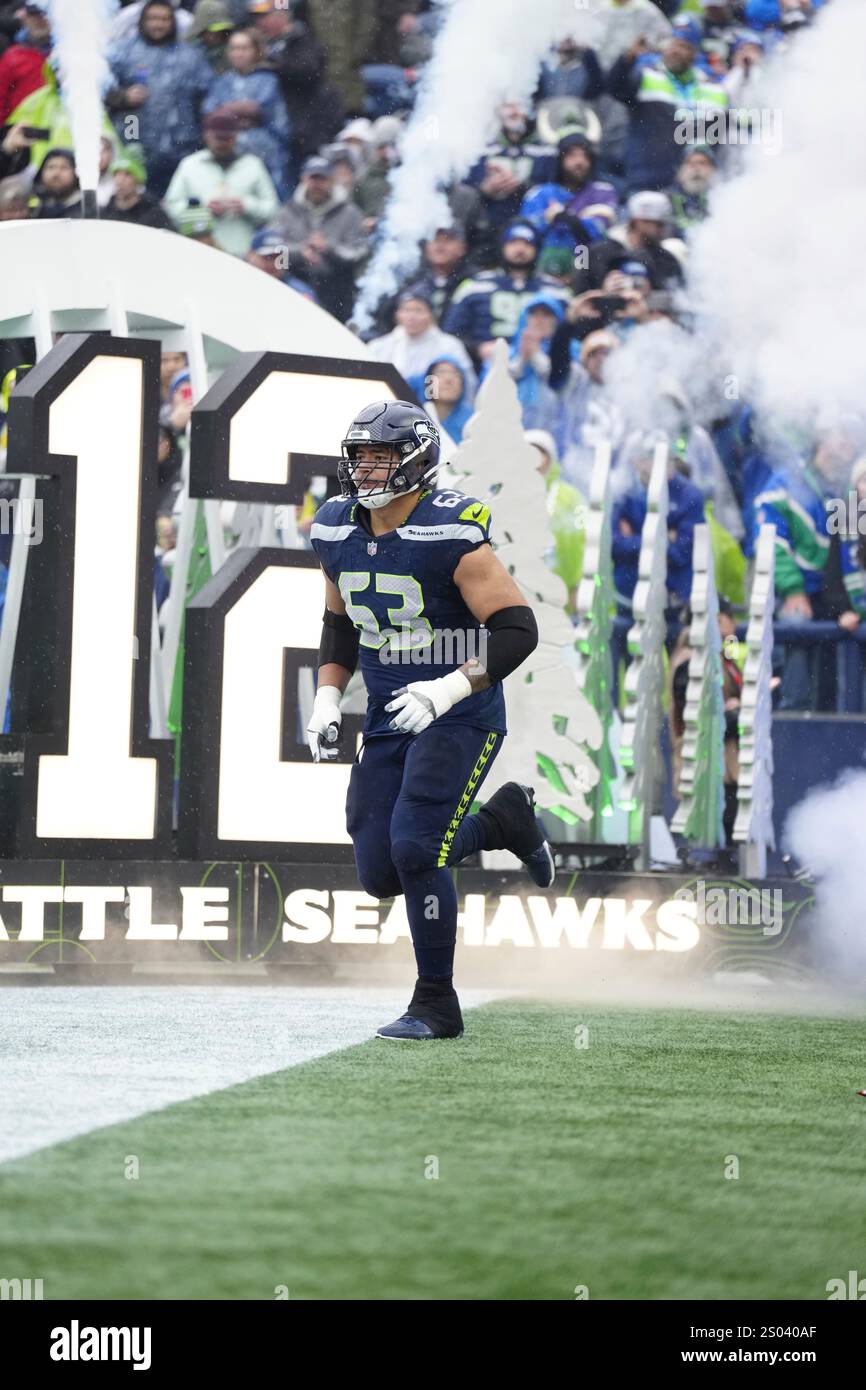 Seattle Seahawks offensive tackle Sataoa Laumea (63) runs onto the ...