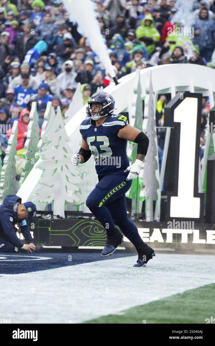 Seattle Seahawks offensive tackle Sataoa Laumea (63) runs onto the ...