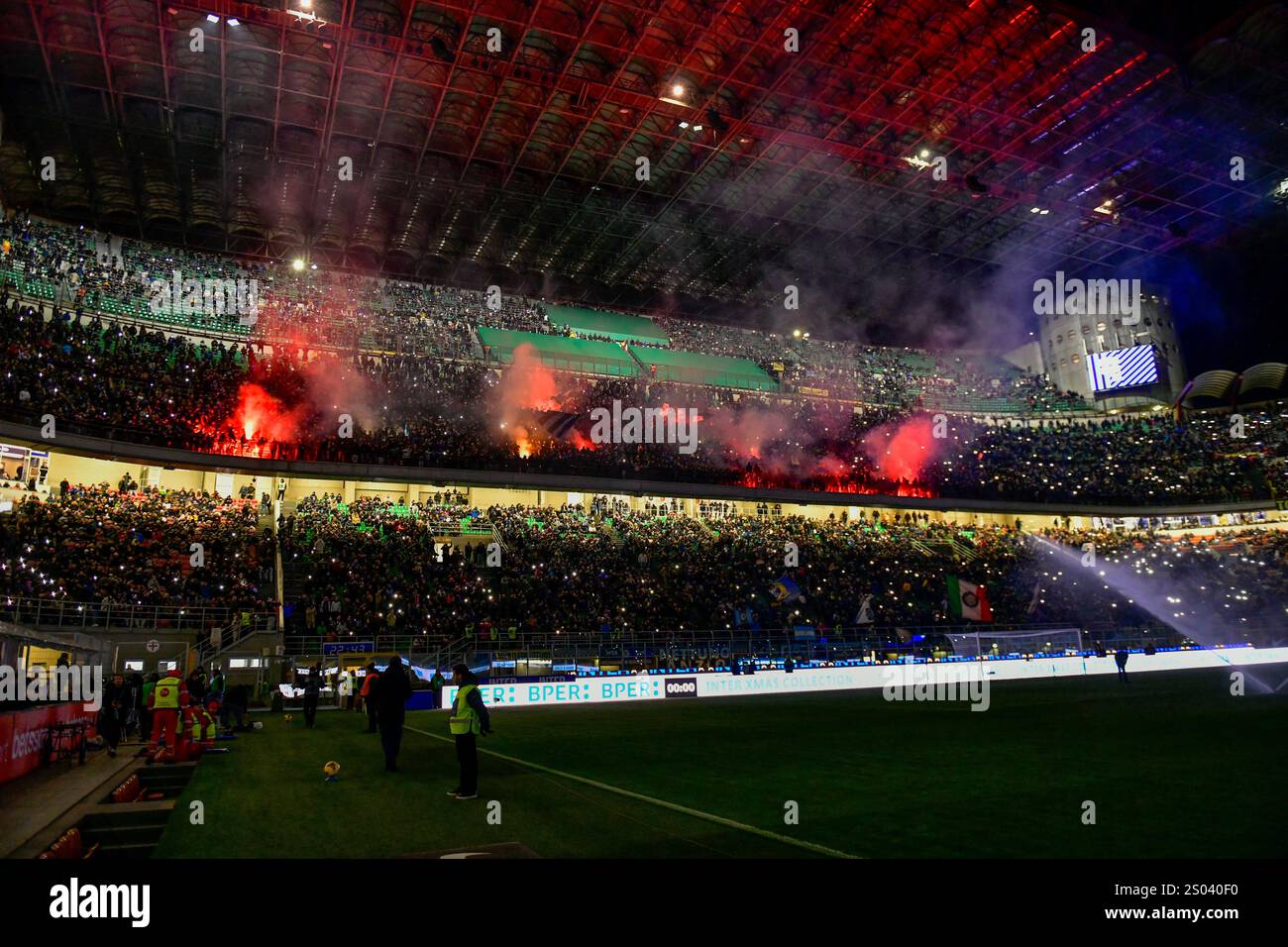 Milano, Italy. 23rd Dec, 2024. Football fans of Inter seen on the ...