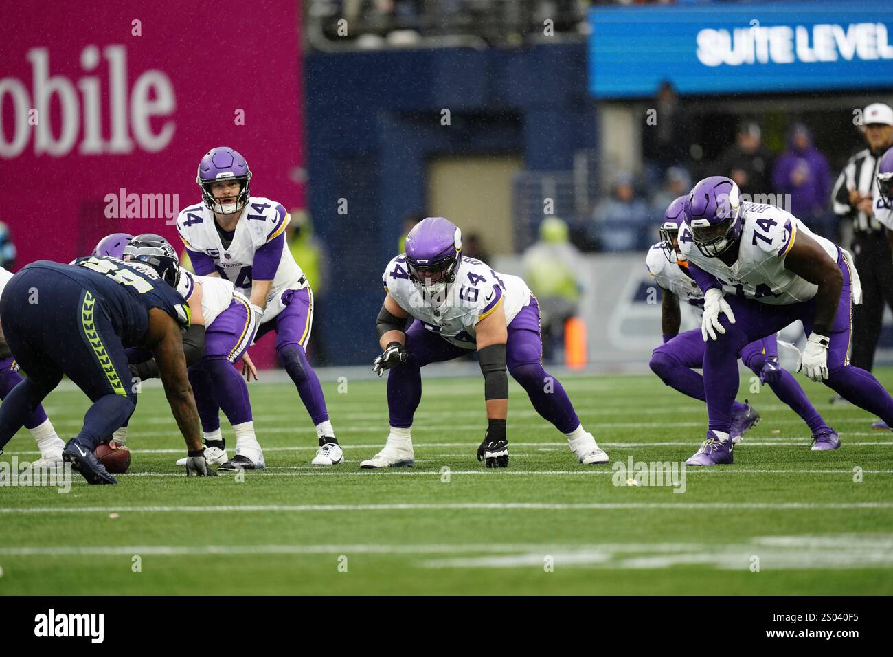 Minnesota Vikings guard Blake Brandel (64) gets set during an NFL ...