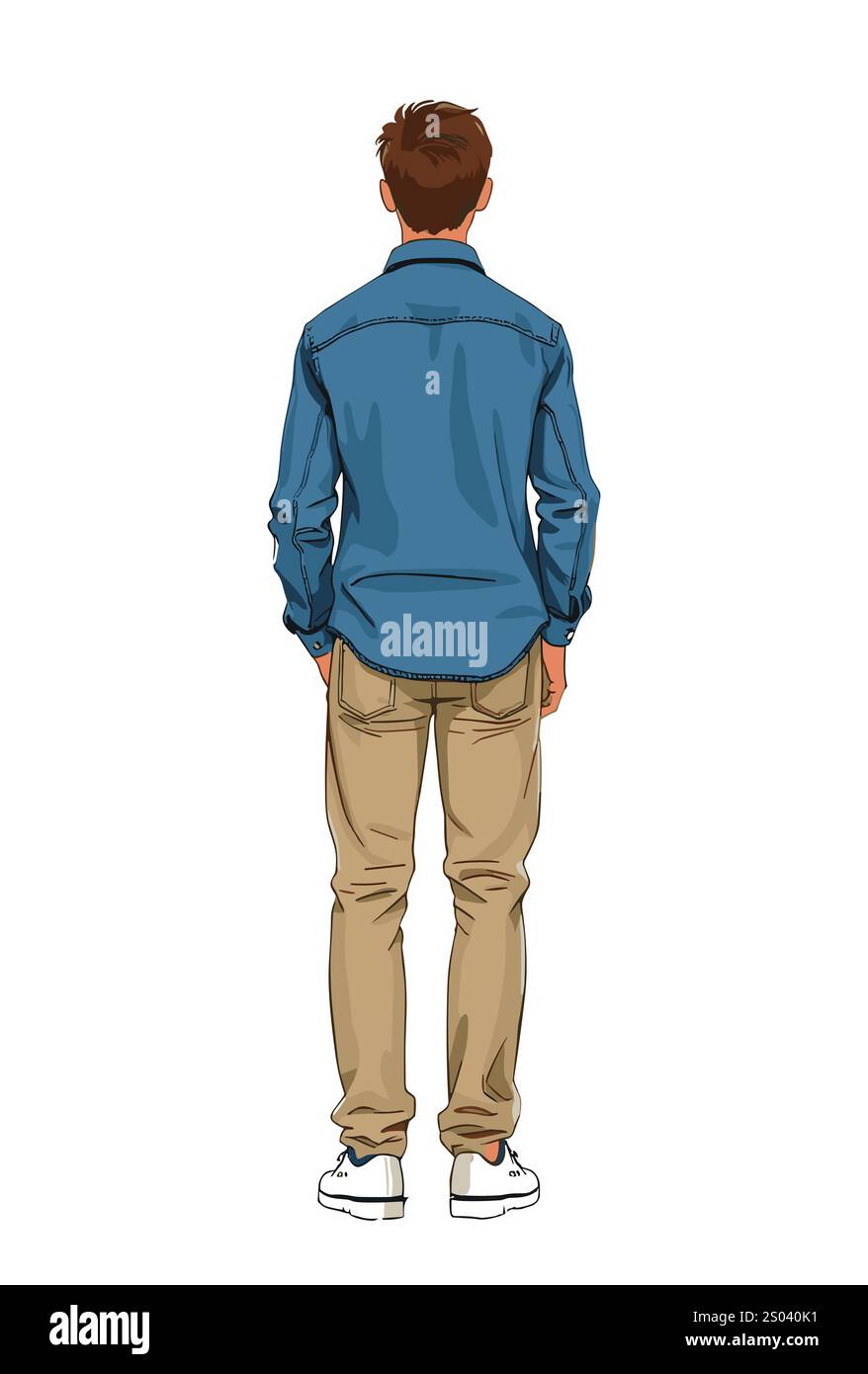 Young man standing rear view in casual clothes Stock Vector Image & Art ...