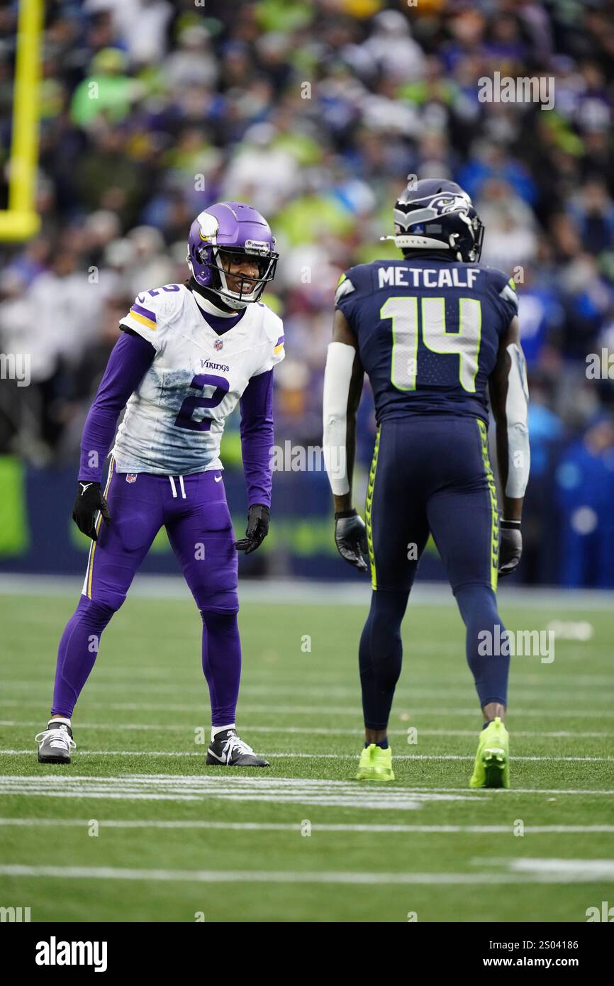 Minnesota Vikings cornerback Stephon Gilmore (2) and Seattle Seahawks ...