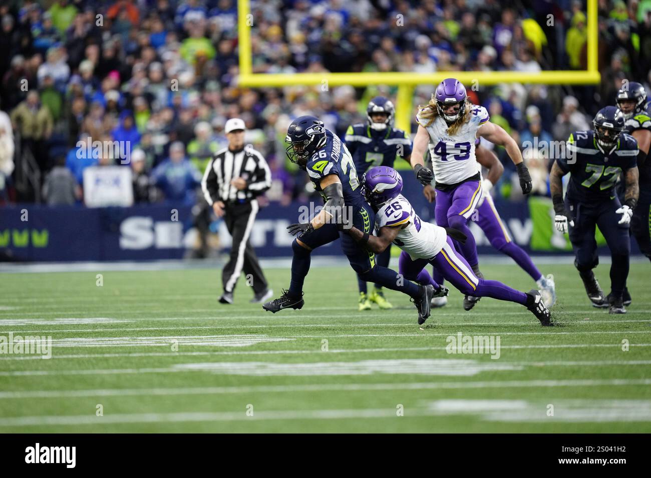 Minnesota Vikings safety Theo Jackson (26) tackles Seattle Seahawks ...