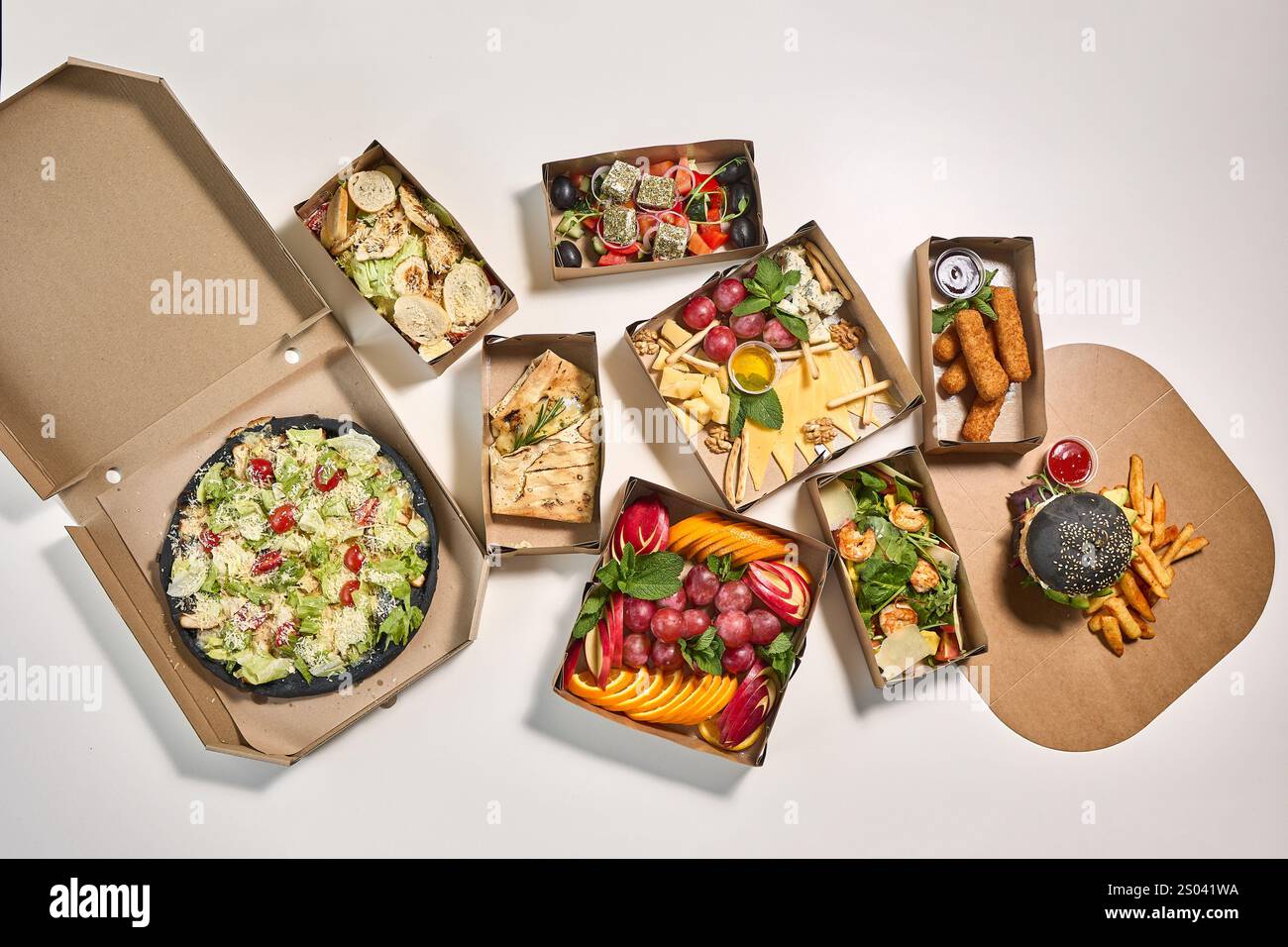 Variety of fish in seafood delivery service hi-res stock photography ...