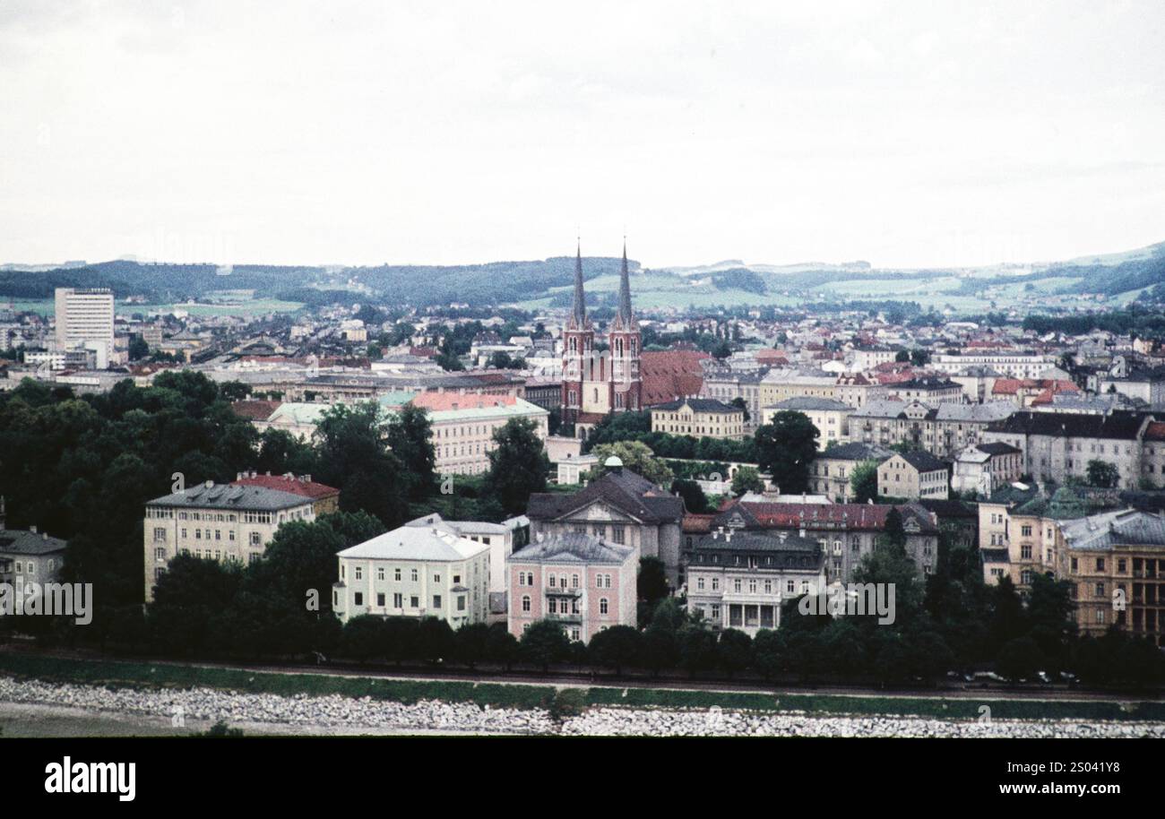 View over historic buildings towards Andräkirche, church of St. Andrä ...