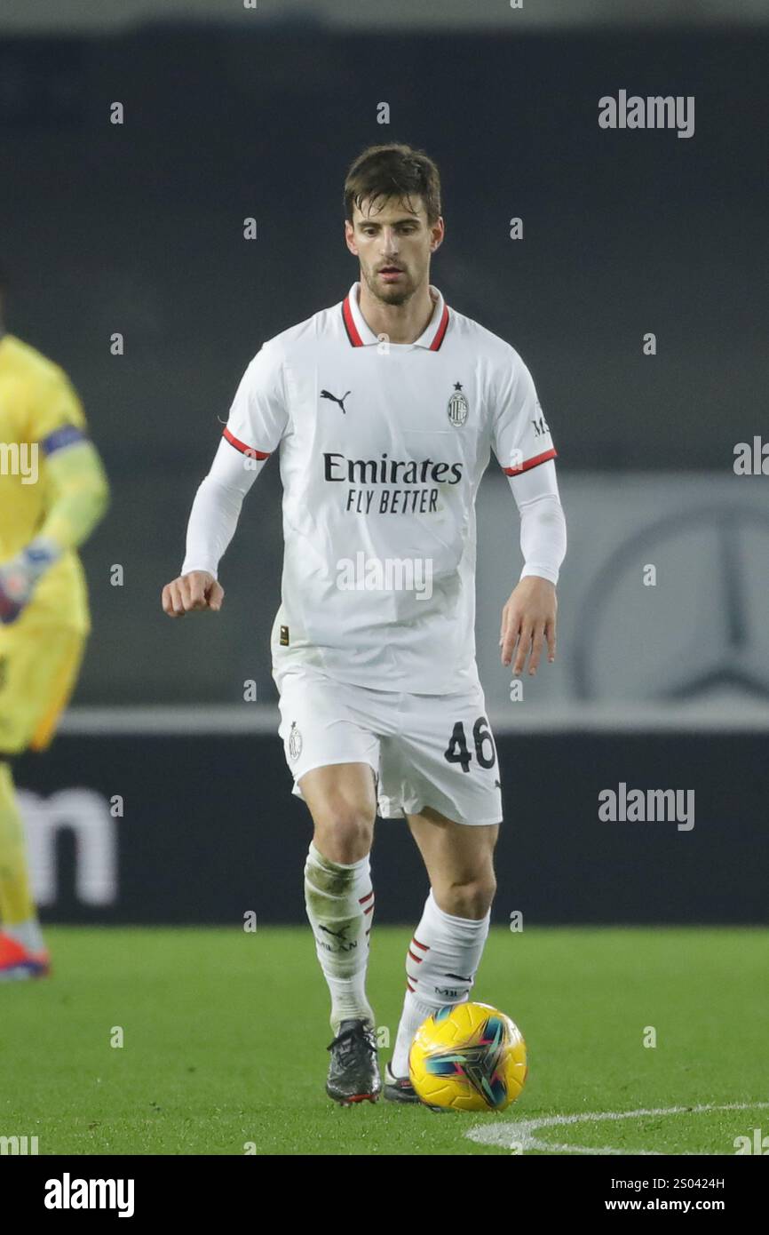 Matteo Gabbia of AC Milan seen in action during the Italian Serie A soccer match between Hellas ...